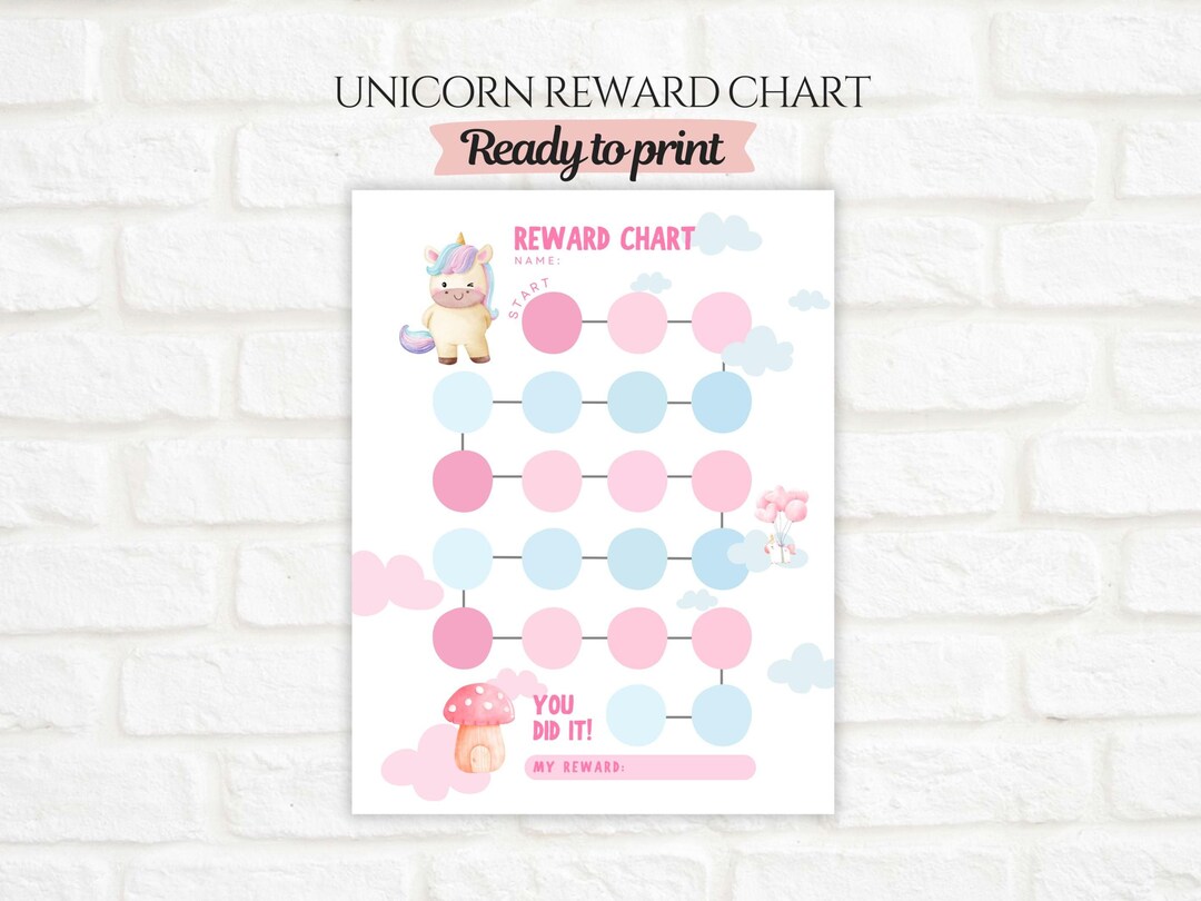 Unicorn Sticker Chart, Pink Kids Reward Chart, Chore Chart ...