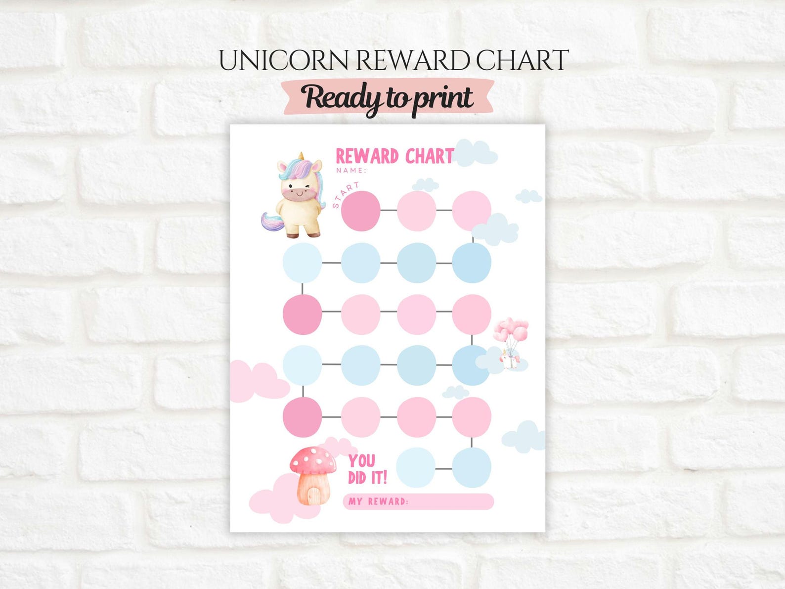 Unicorn Sticker Chart, Pink Kids Reward Chart, Chore Chart ...
