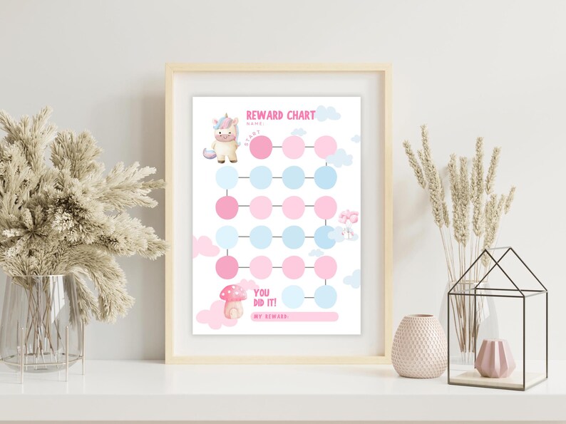 Unicorn Sticker Chart, Pink Kids Reward Chart, Chore Chart ...