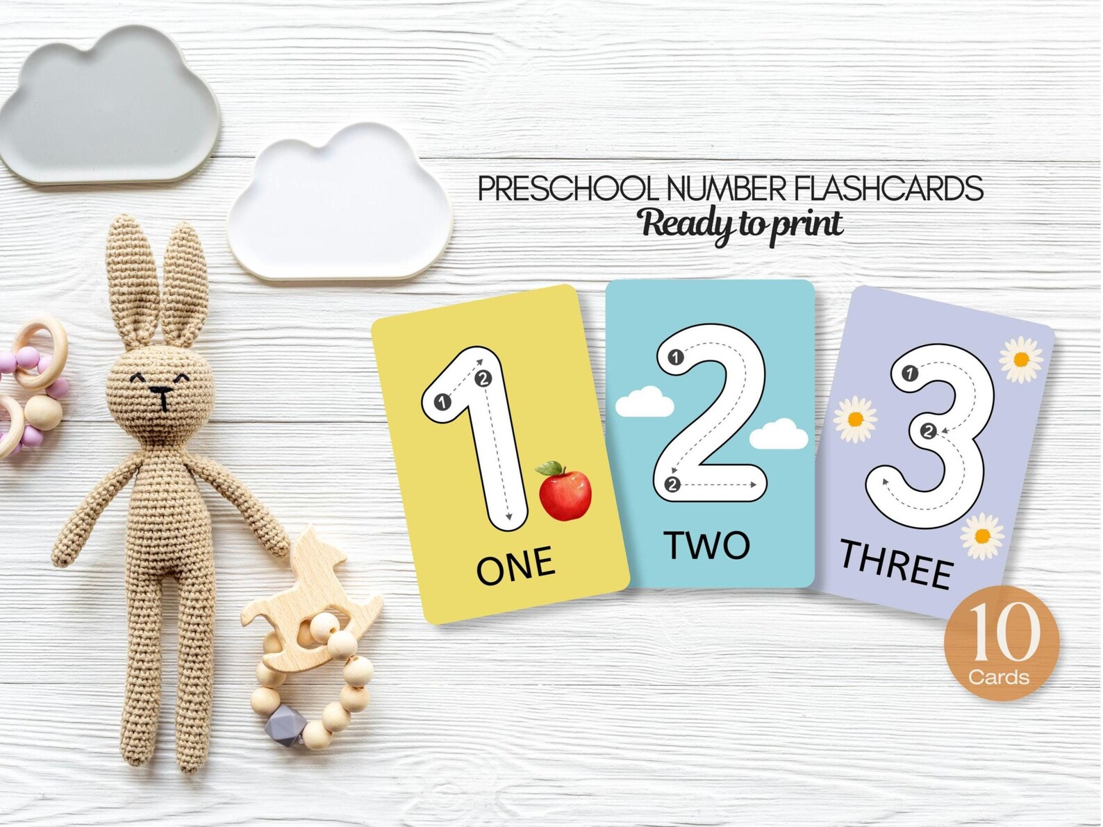 10 Number Counting Tracing Flashcards, Toddler Preschool Activity ...