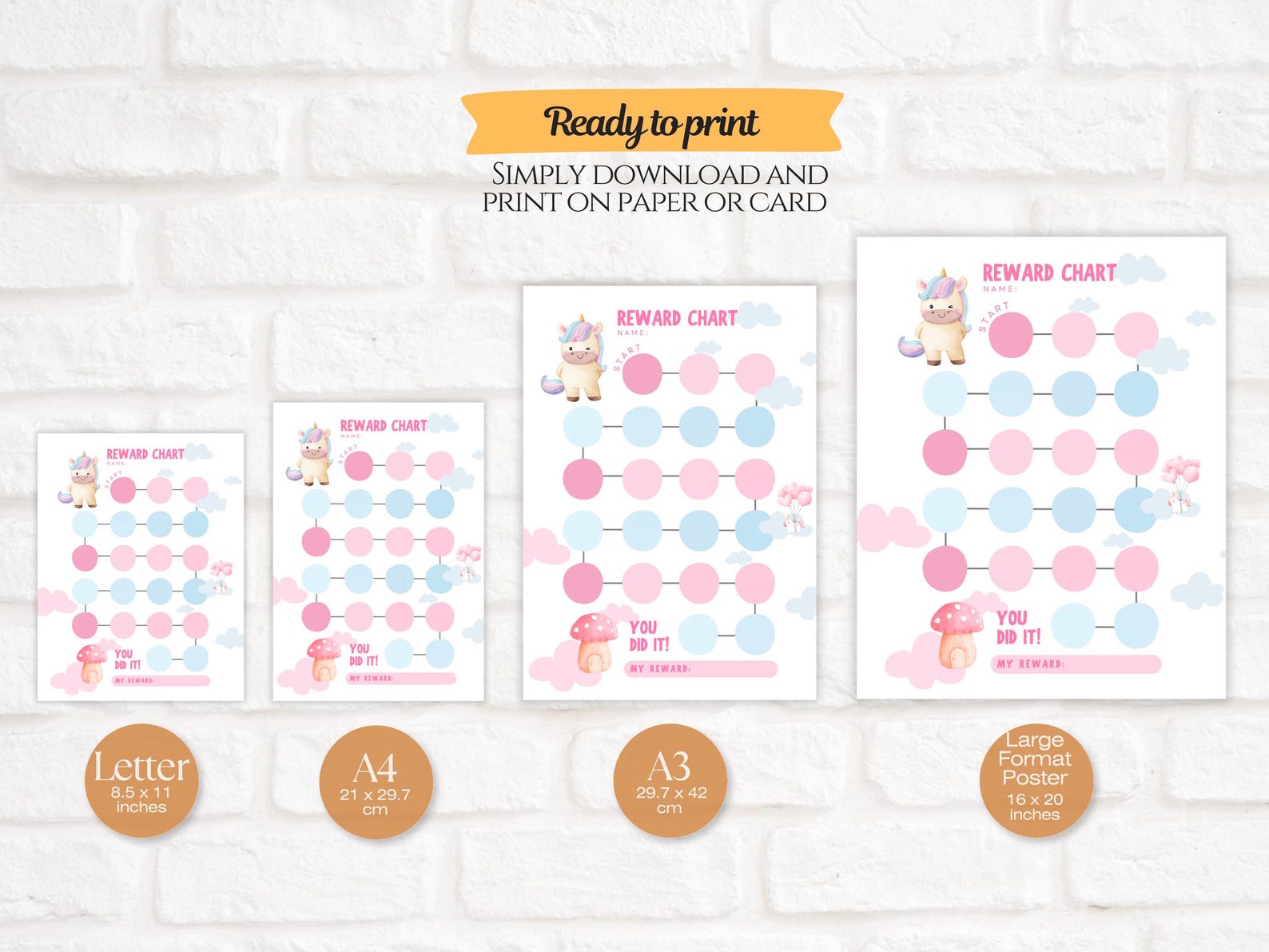 Unicorn Sticker Chart, Pink Kids Reward Chart, Chore Chart ...