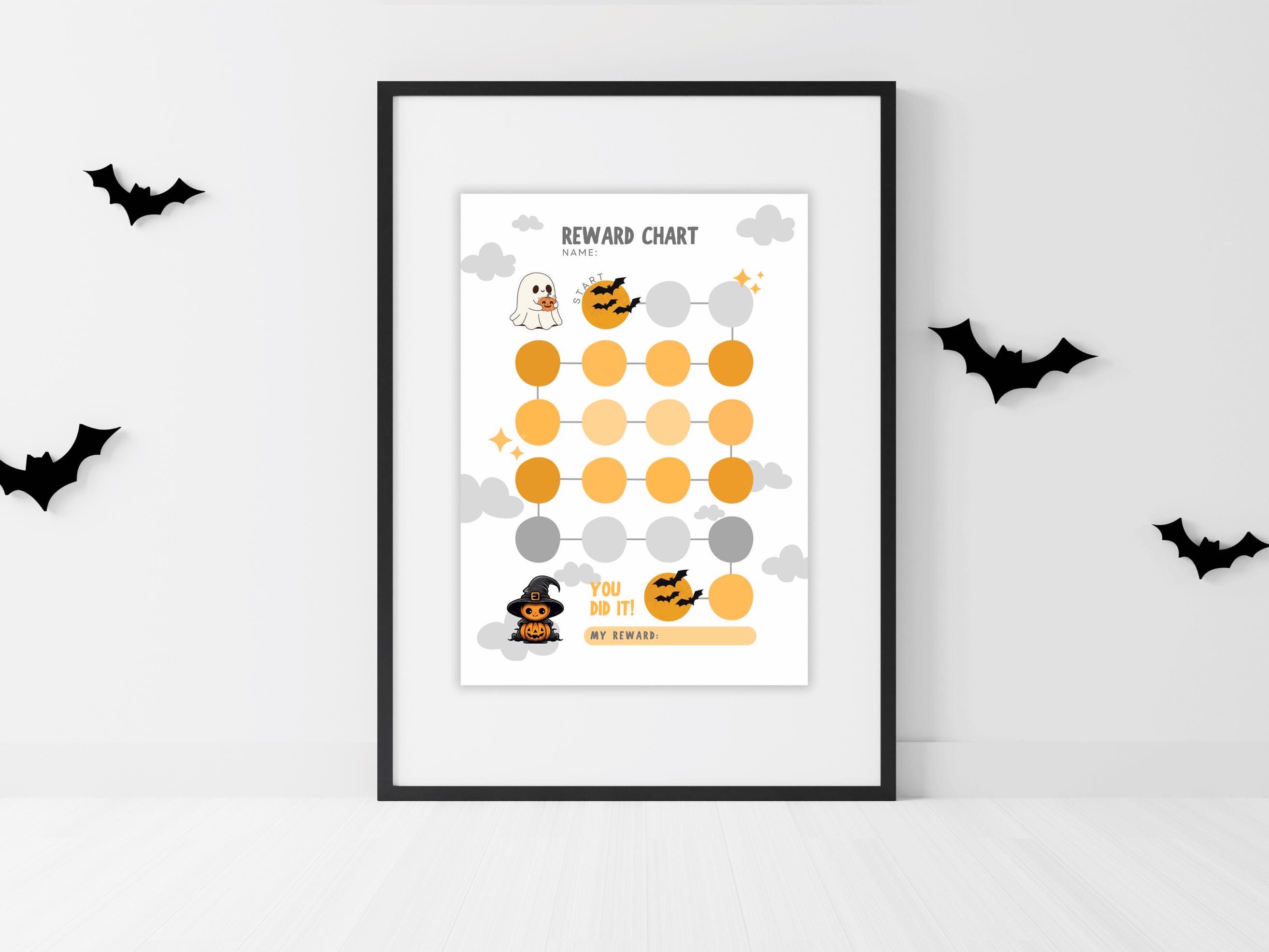Spooky Reward Chart, Toddler Sticker Chart, Chore Chart, Kindergarten ...
