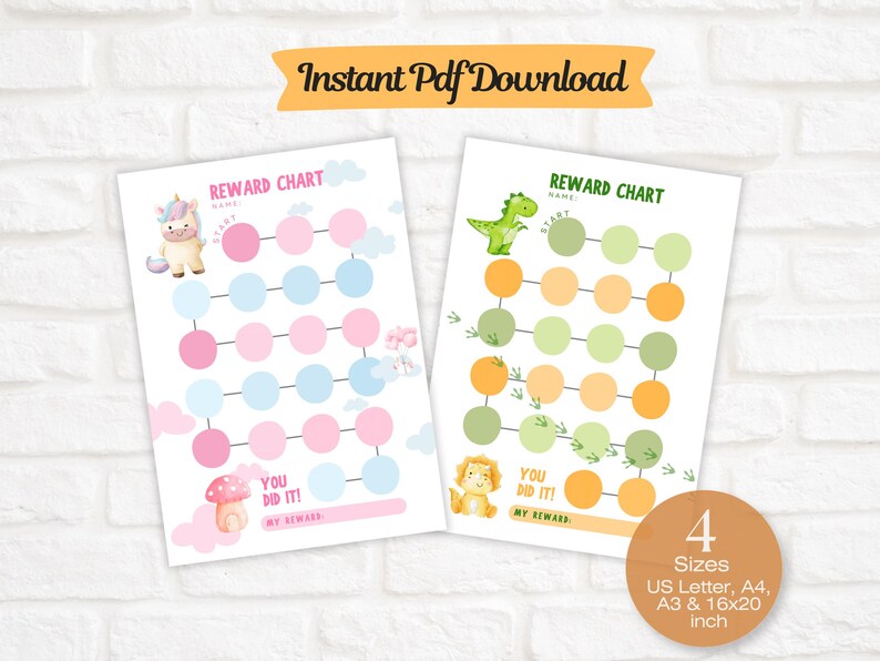 Reward Chart, 2 for 1 Toddler Sticker Chart, Chore Chart, Kindergarten ...