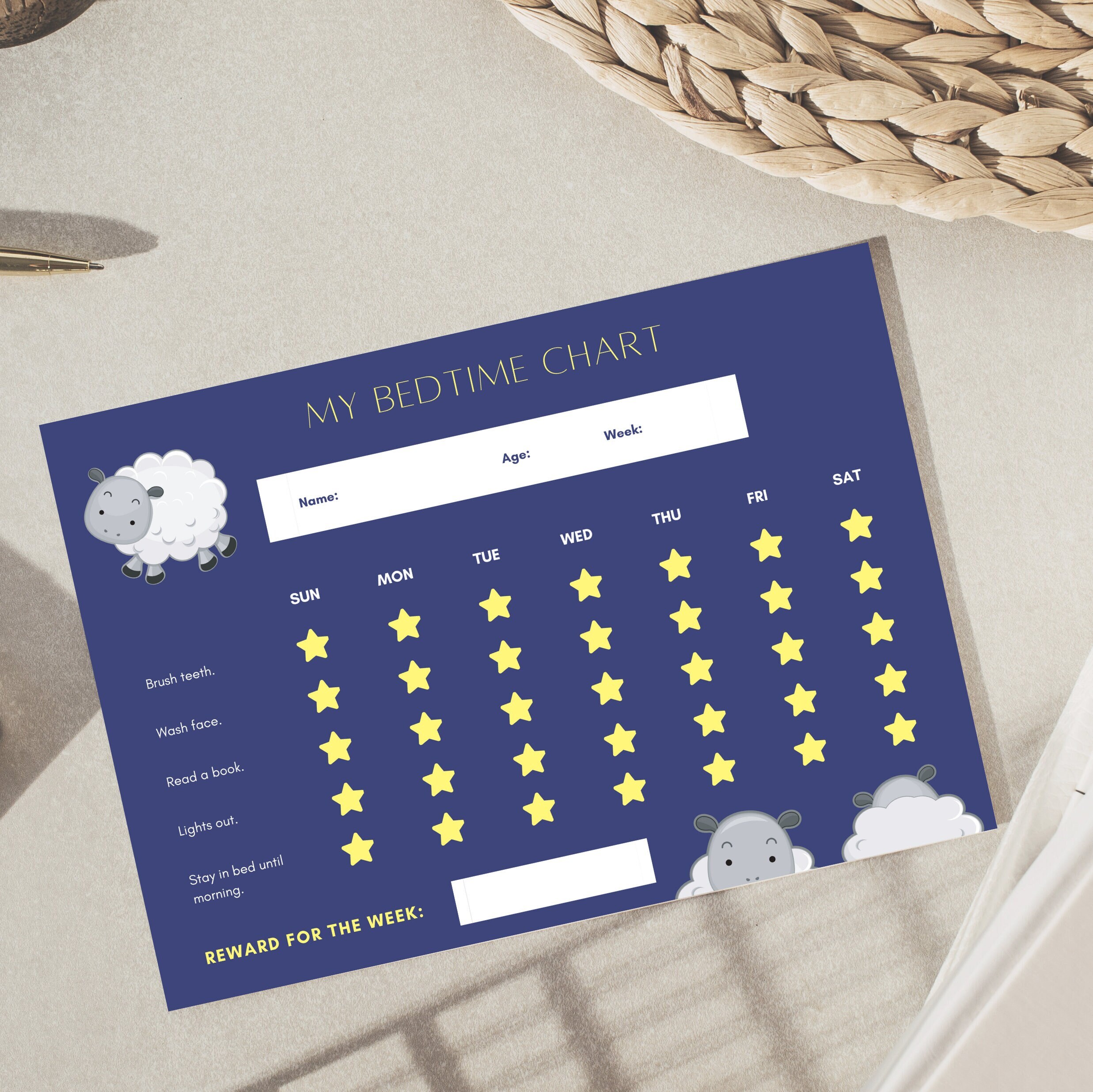 Bedtime Chart, Reward Chart, Sleep Chart, Sleep Planner, Toddler ...