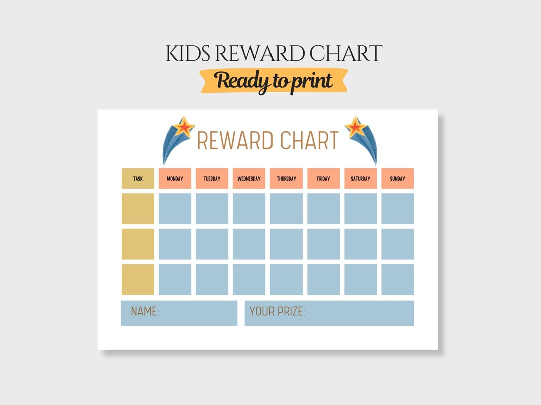 Sticker Chart, Blue Star Kids Reward Chart, Behavior Chore Chart, Potty ...