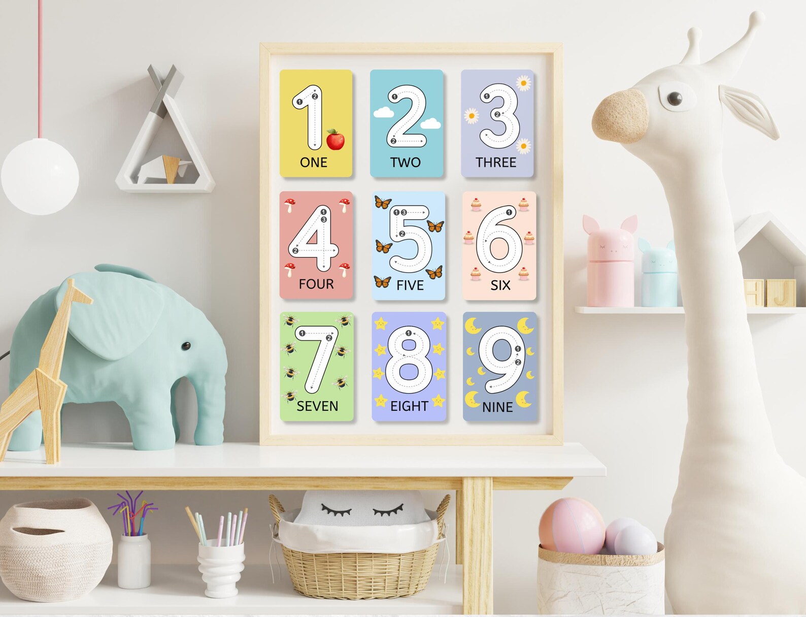 10 Number Counting Tracing Flashcards, Toddler Preschool Activity ...