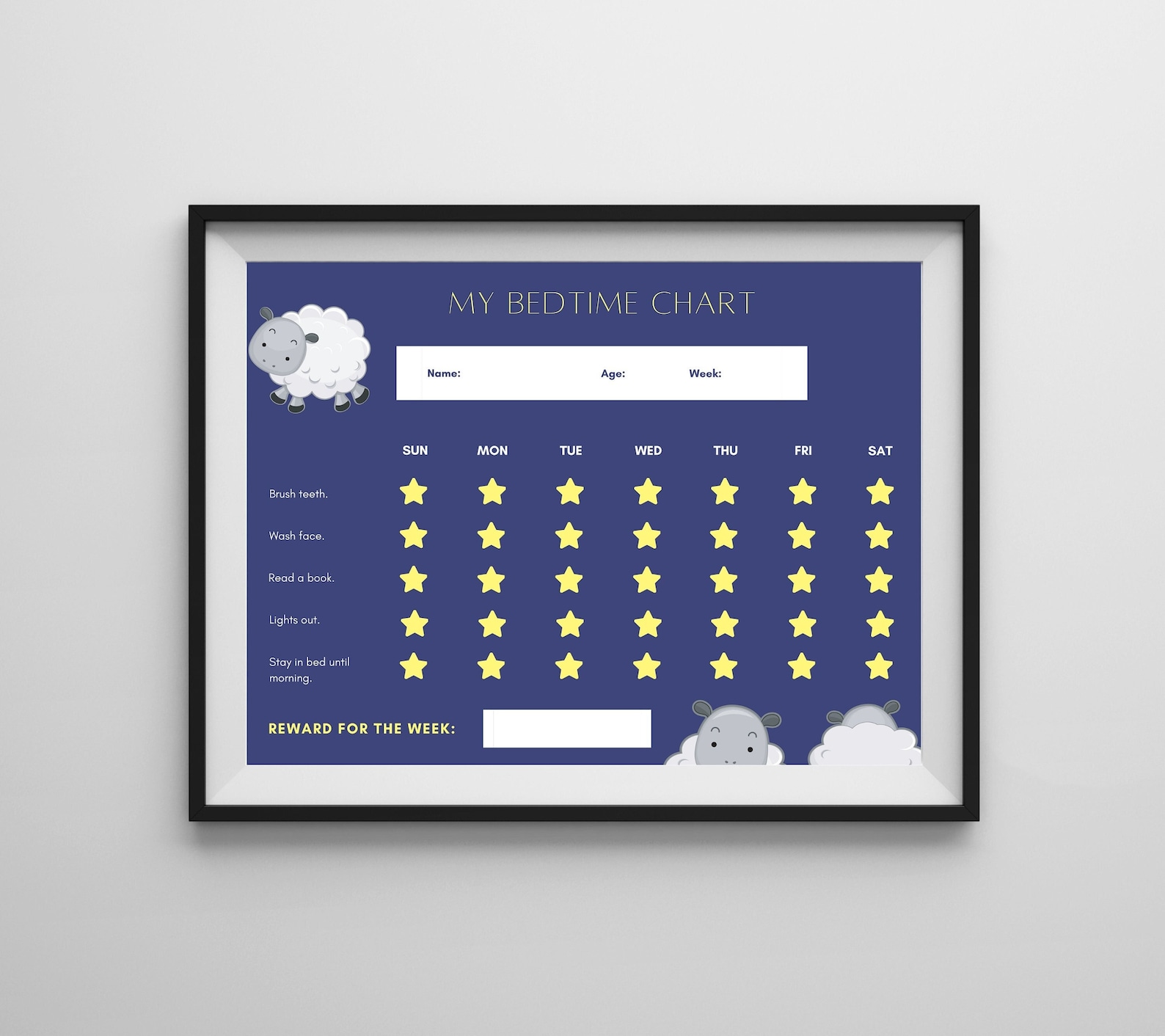 Bedtime Chart Reward Chart Sleep Chart Sleep Planner - Etsy