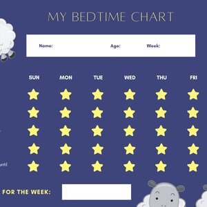 Bedtime Chart Reward Chart Sleep Chart Sleep Planner - Etsy
