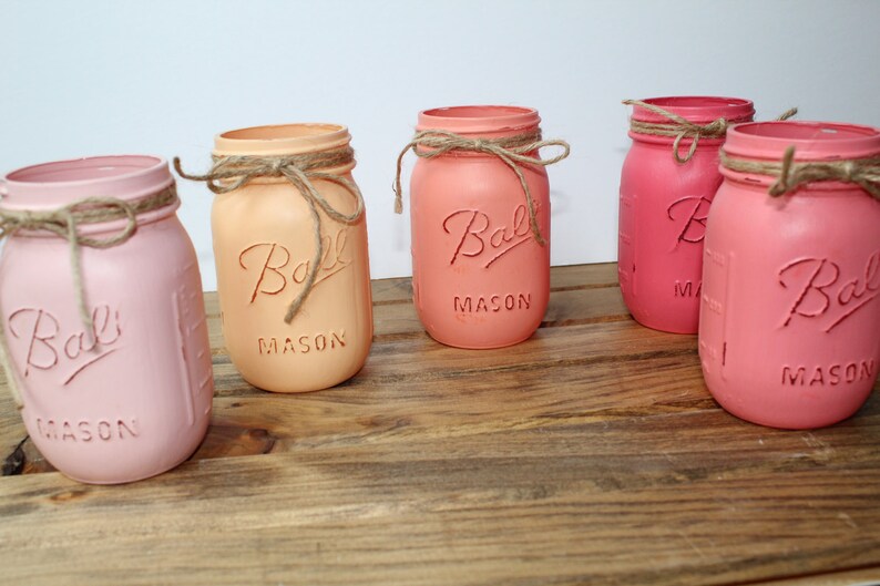 Set Of 5 PINT Size Mason Jars Distressed Mason Jars Etsy