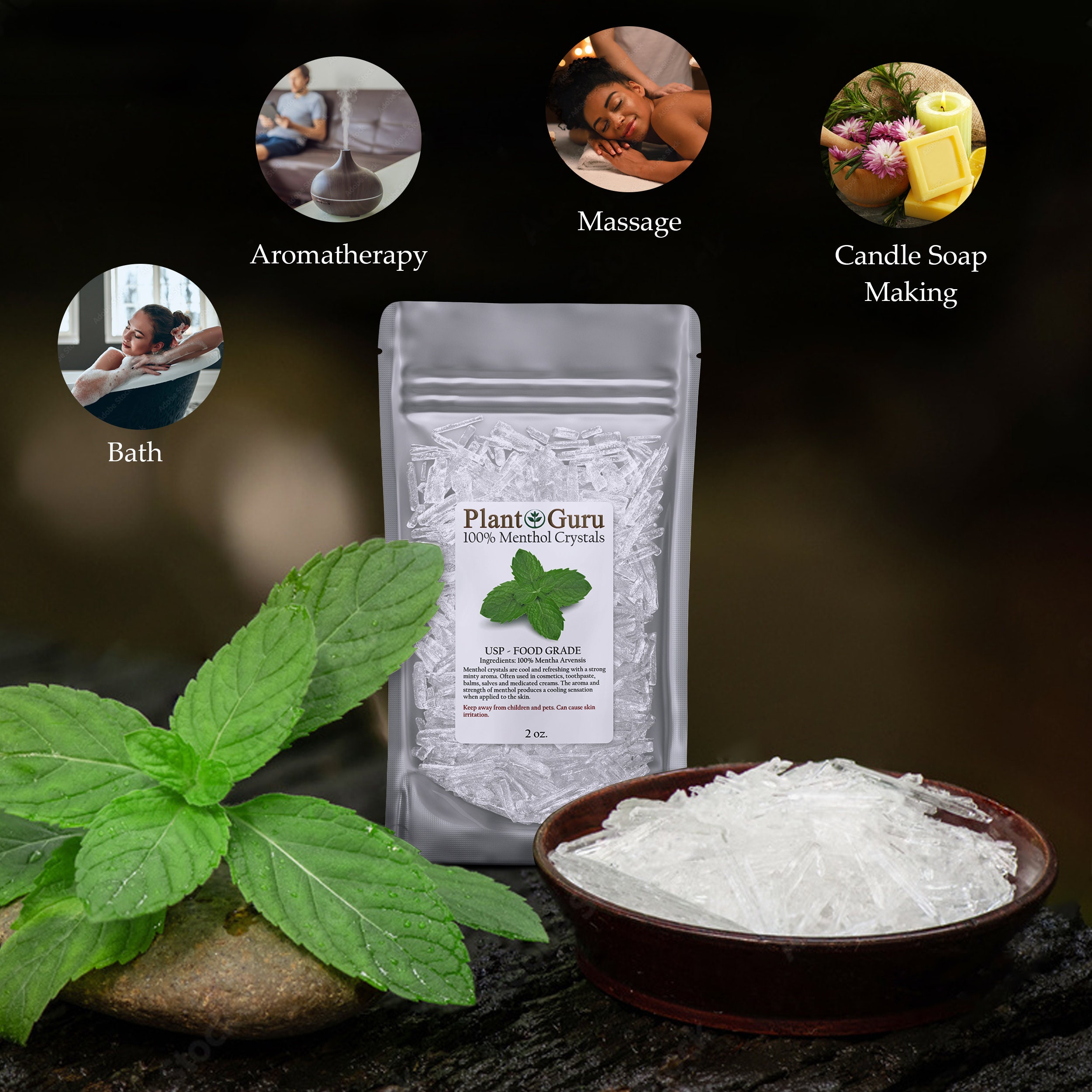 Menthol Crystals USP Food Grade 100% Pure Mentha Arvensis DIY - Etsy