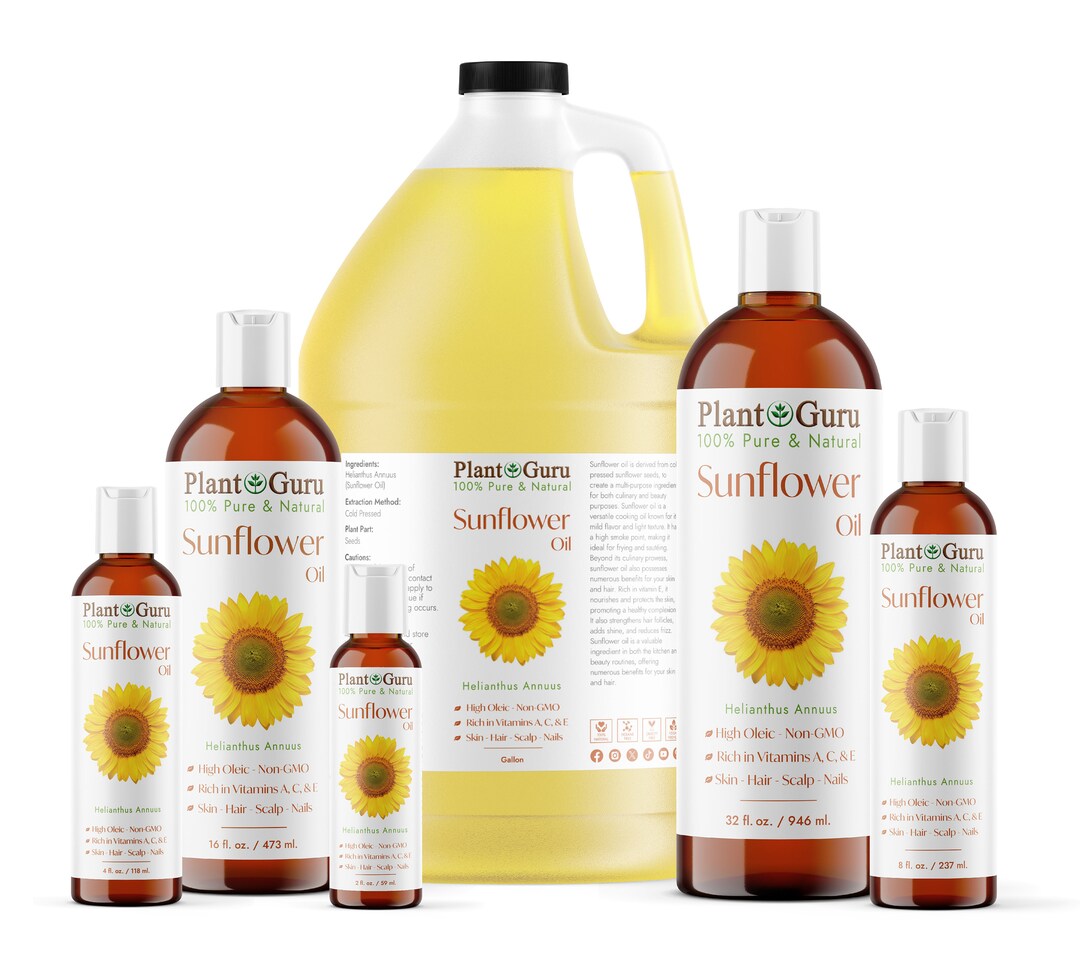 Sunflower Seed Oil HIGH OLEIC Cold Pressed Refined 100% Pure Natural - Etsy