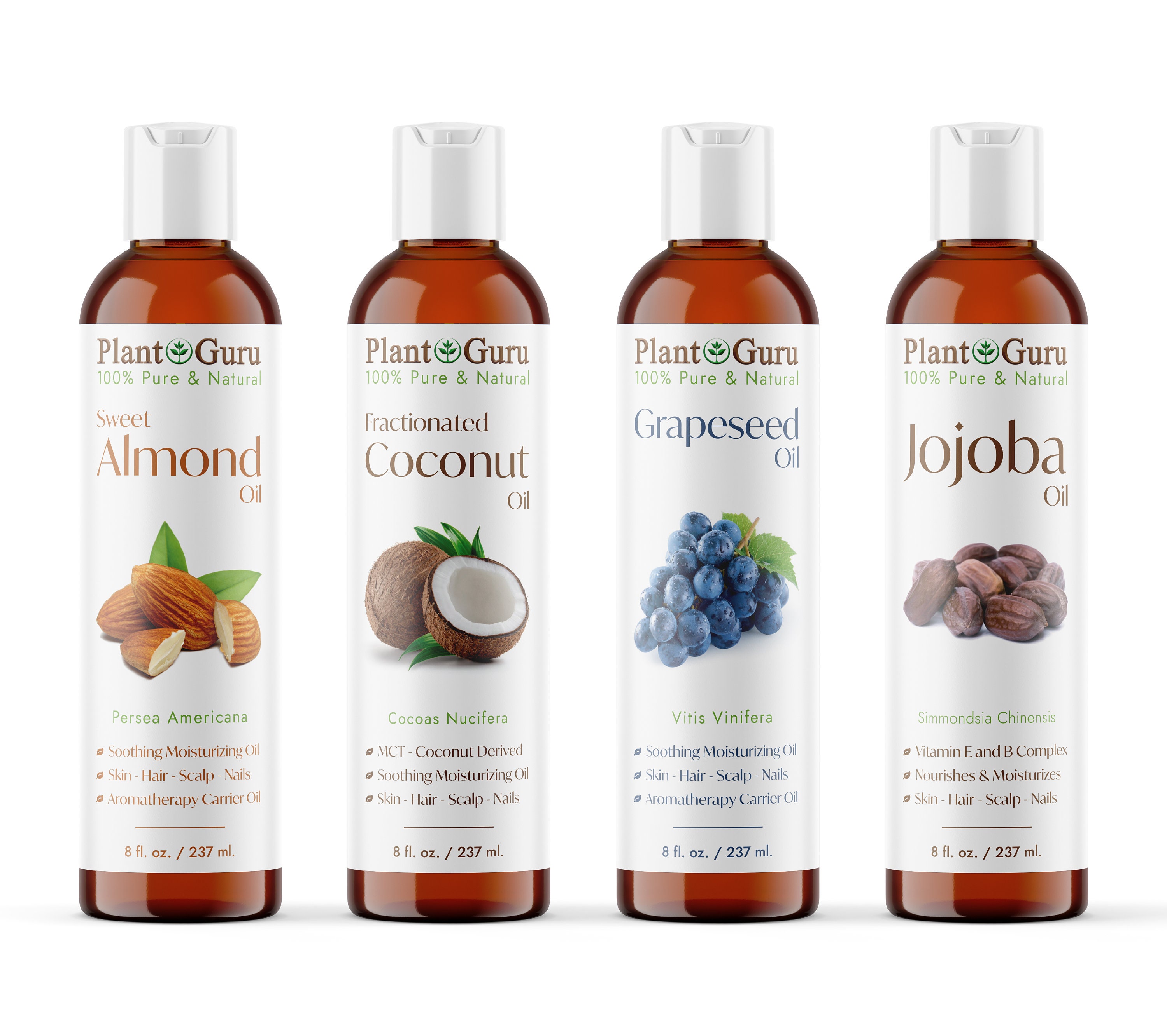 8 Oz. Carrier Oils - 100% Pure Natural Cold Pressed Plant Oil for Skin ...