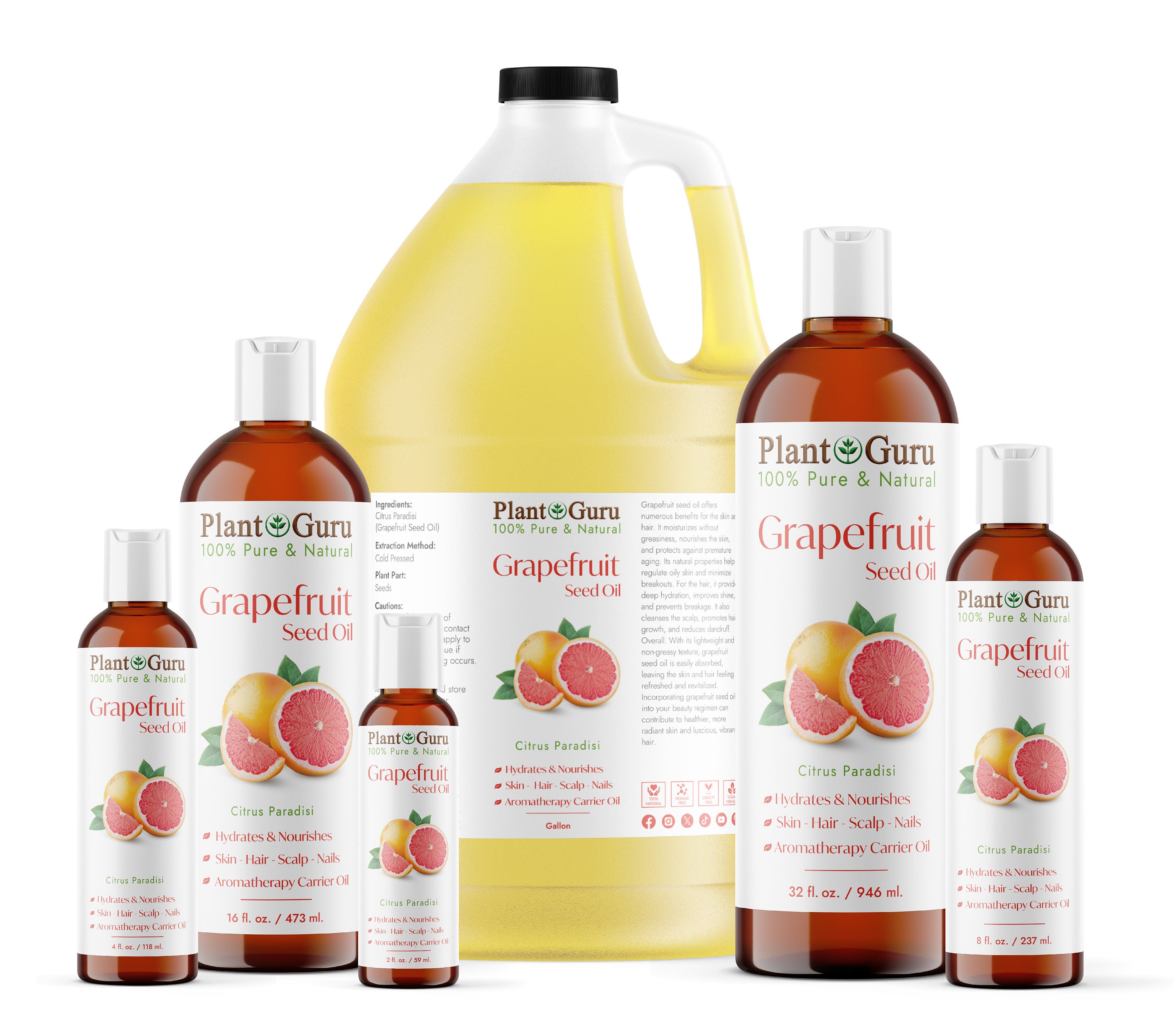 Grapefruit Seed Oil Cold Pressed 100% Pure Natural Carrier Extract ...