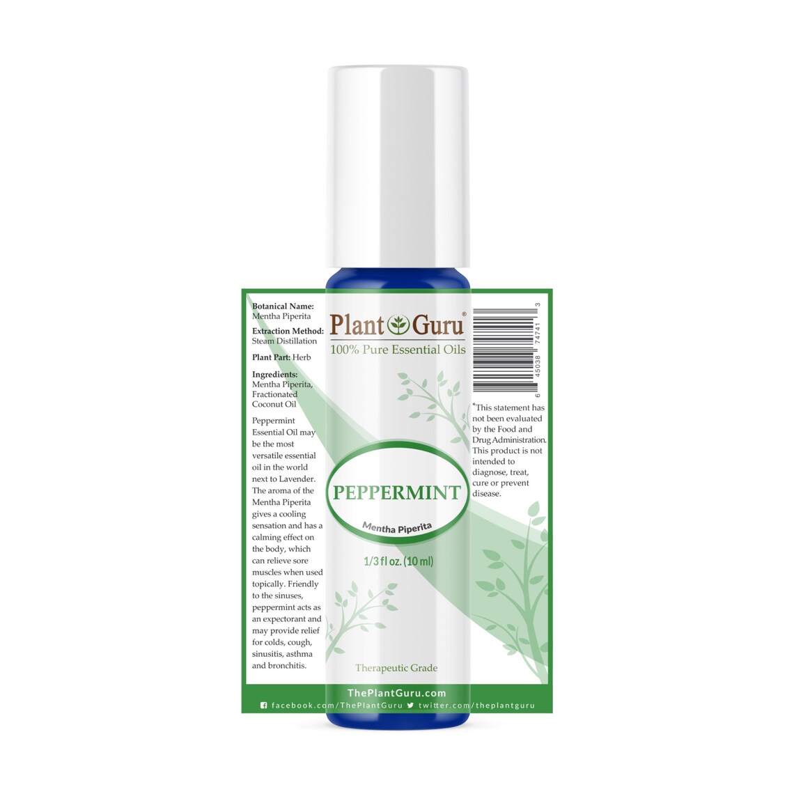 Peppermint Essential Oil Roll on 10 Ml. Pure Mentha Piperita - Etsy