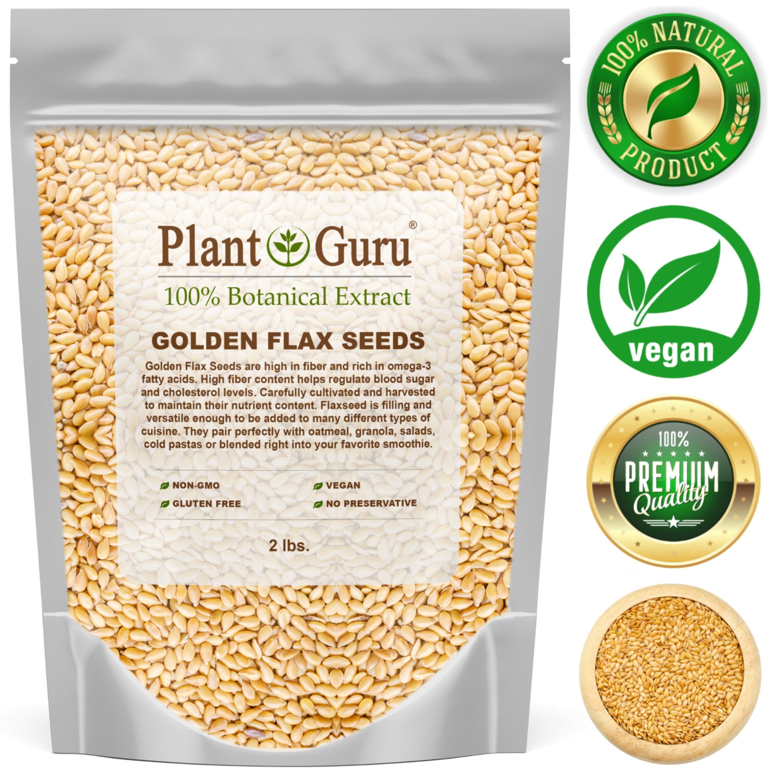Golden Flax Seeds Whole Grain Flaxseed NON GMO Linseed 1 Oz to 20 Lbs ...