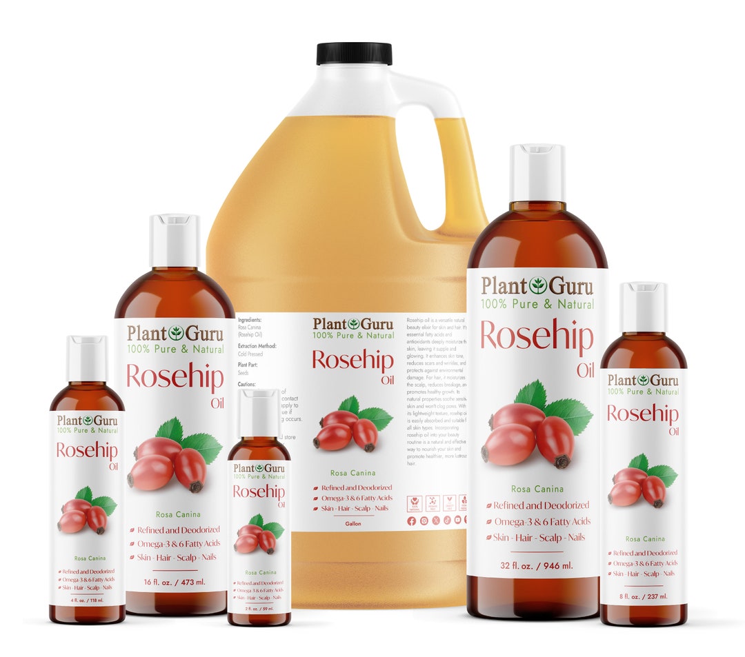 Rosehip Seed Oil Cold Pressed REFINED 100% Pure Natural for Skin Face ...