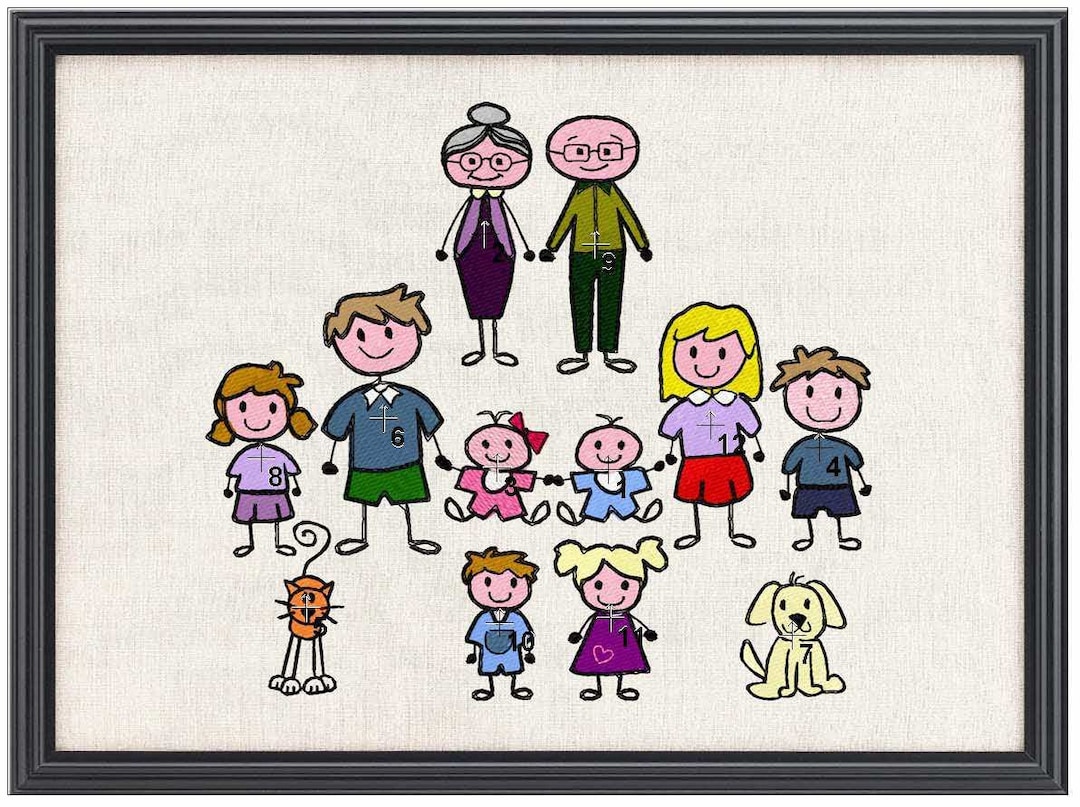 Embroidery Machine Family Sketch Design, Embroideryfamily Pattern, ITH ...