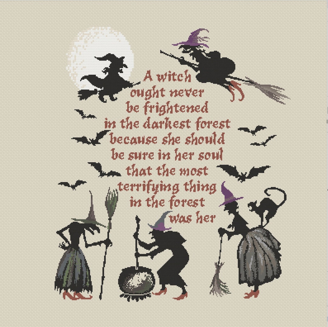 Cross Stitch Witches Night, Cross Stitch Halloween Witches, Cross ...