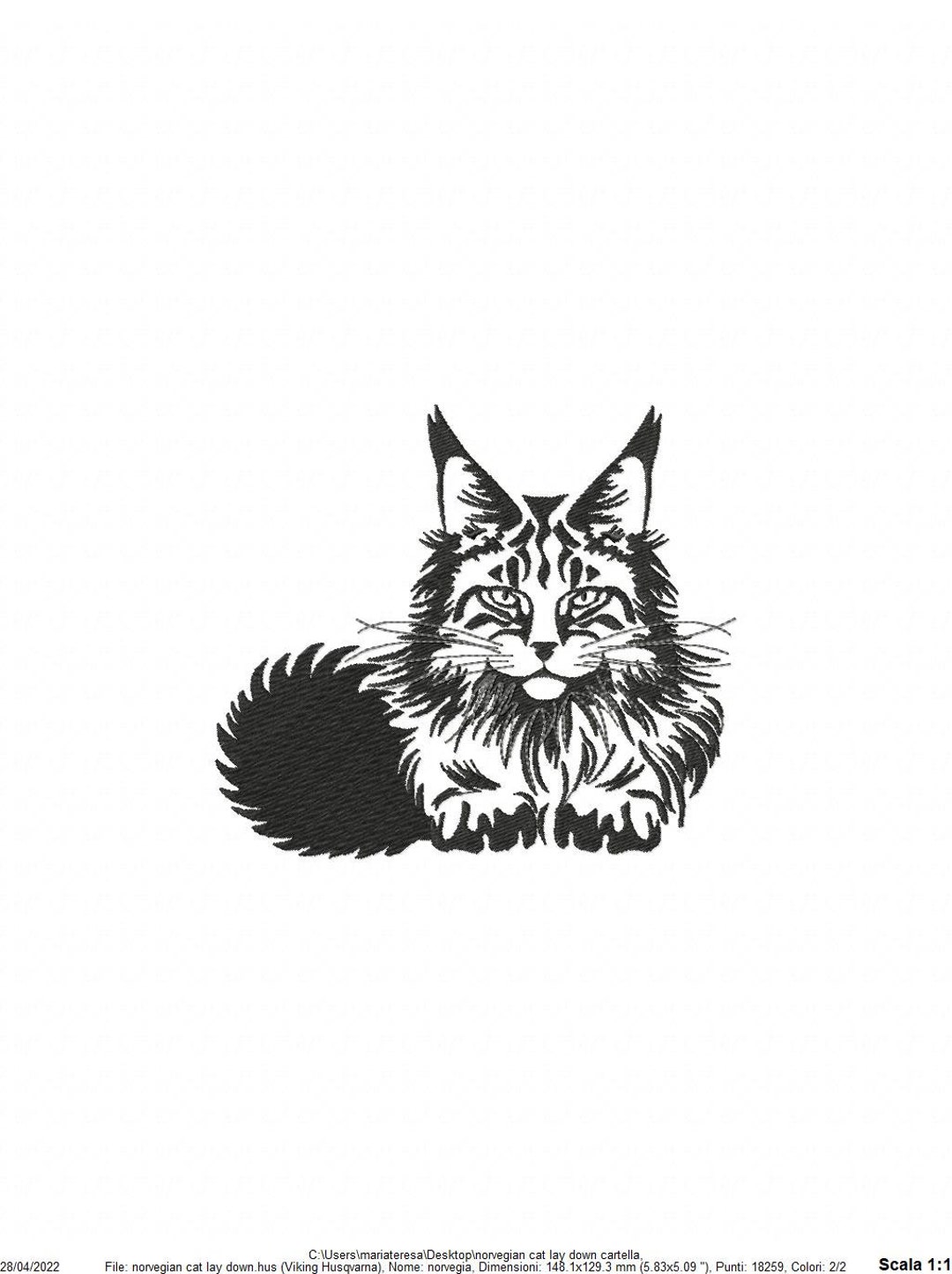 Embroidery Machine Norvegian Cat Silhouette, Embroidery Norvegian Cat ...