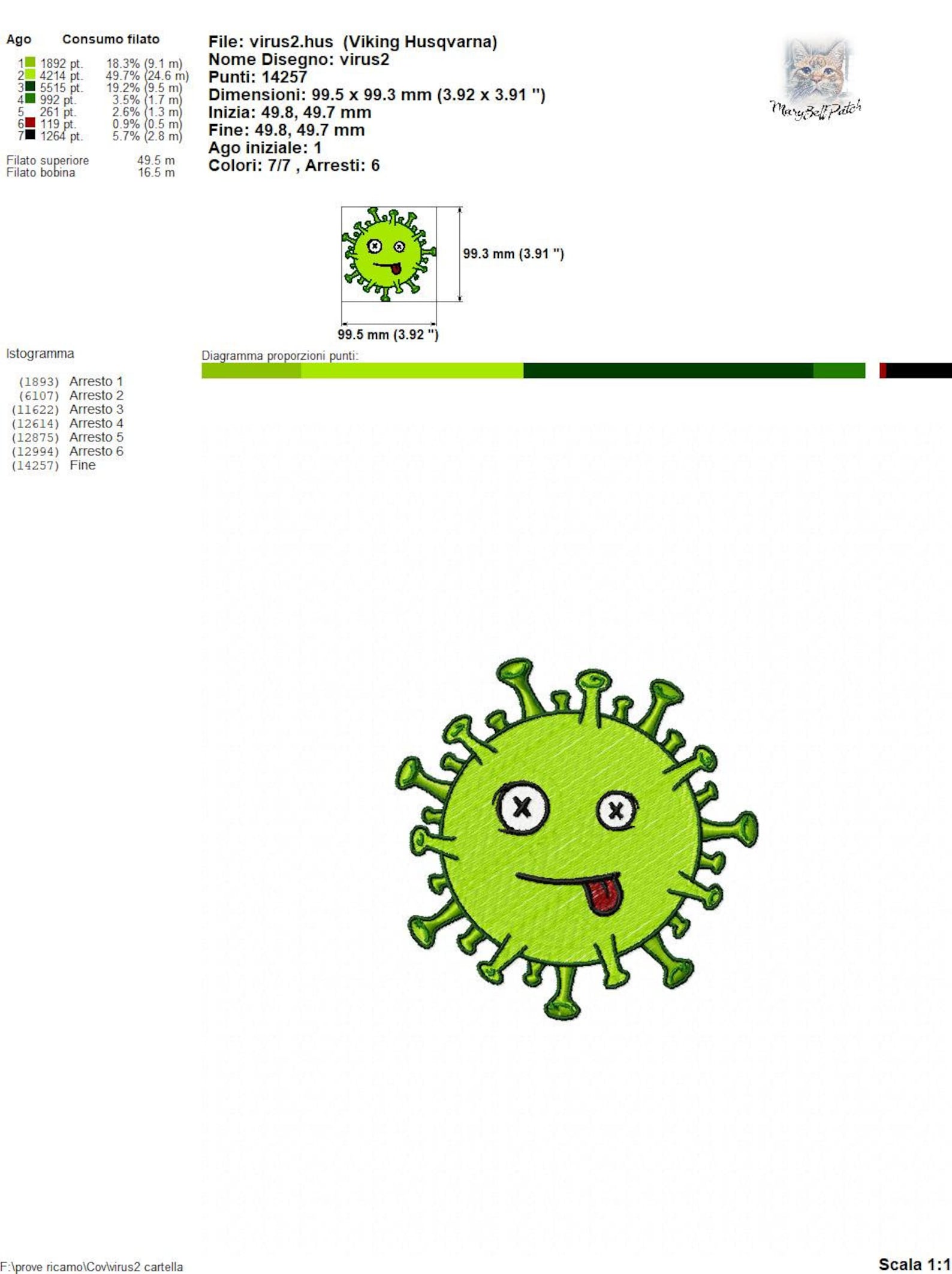 Embroidery Machine Bacteria Design Embroidery Virus Virus - Etsy