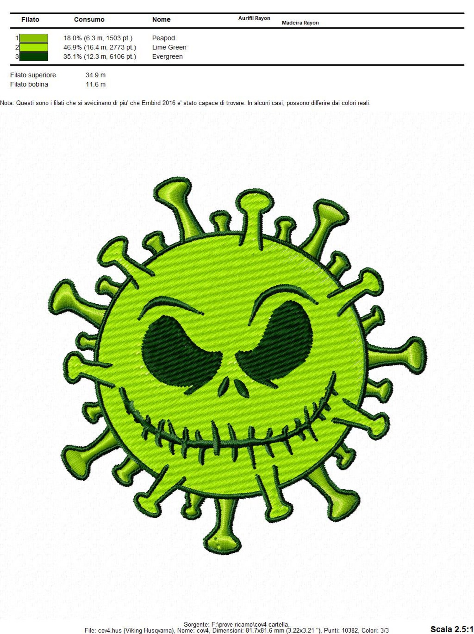 Embroidery Machine 2 Bacteria Designs Embroidery Virus 2 | Etsy