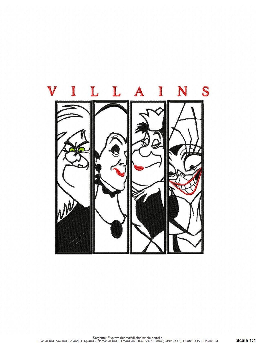 Embroidery Machine Villains Design, Embroidery Withces, Bad Girls ...
