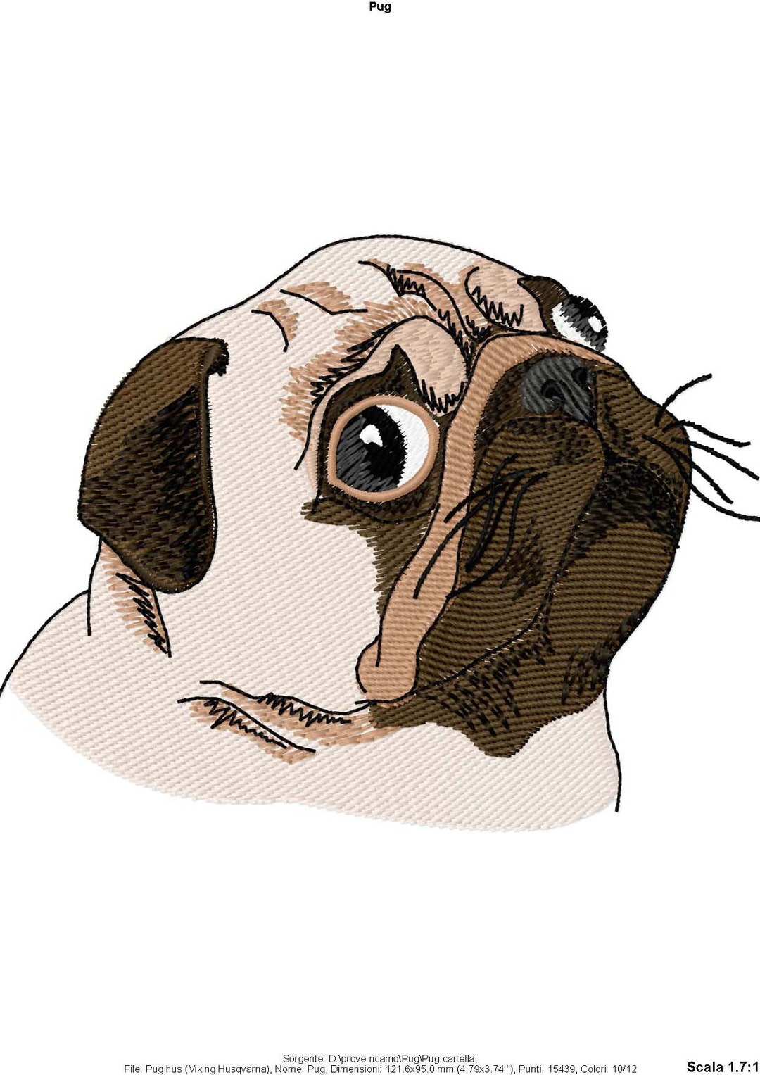 Embroidery Machine Pug Pattern, ITH Pug Face, Pug Design - Etsy