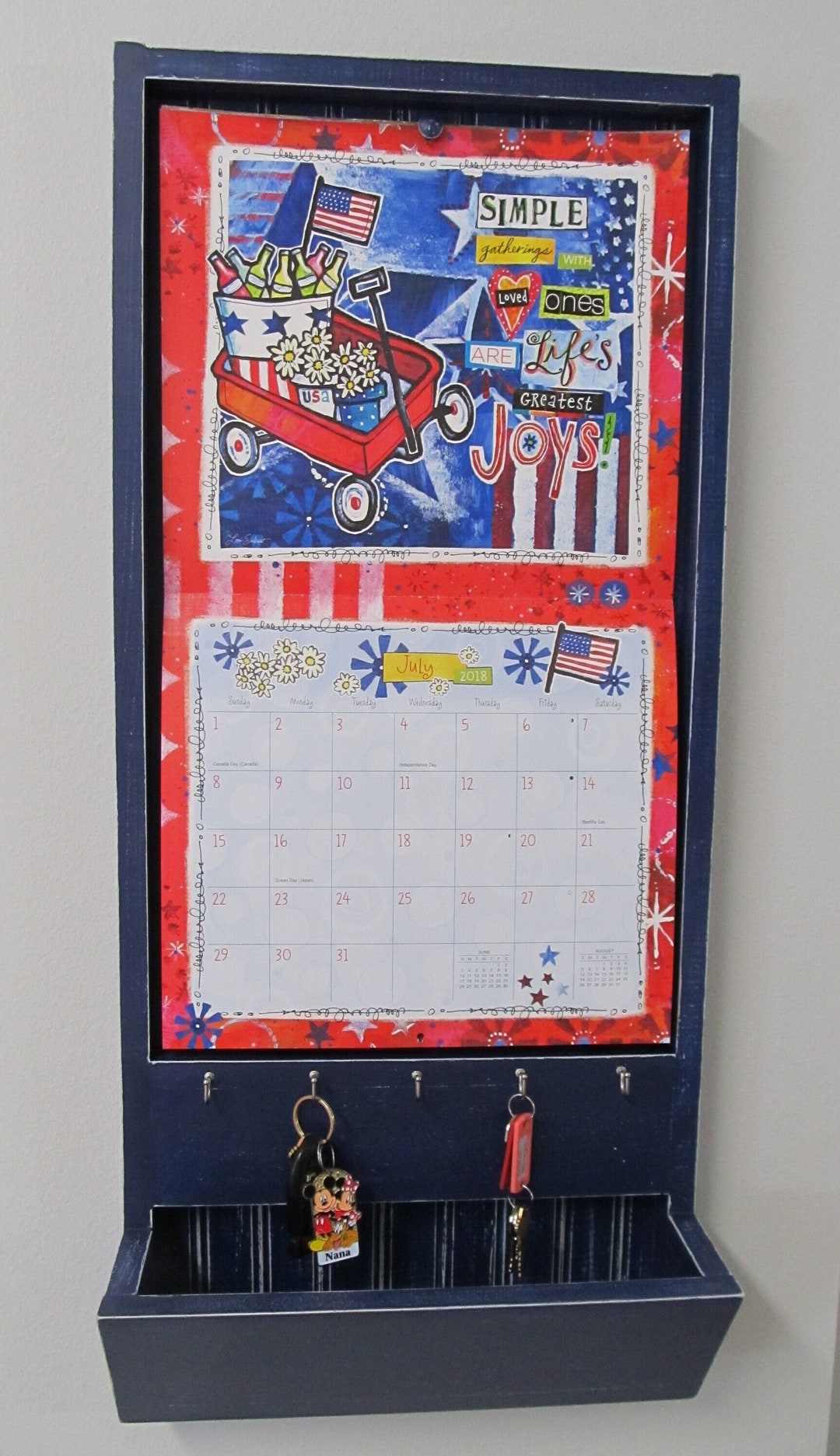 The Justin- Calendar Holder Has Four Key Hooks and a Mail Slot. Built ...