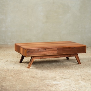 Handmade Walnut Coffee Table With Drawers - Mid-century Modern ...