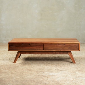 Handmade Walnut Coffee Table With Drawers - Mid-century Modern ...
