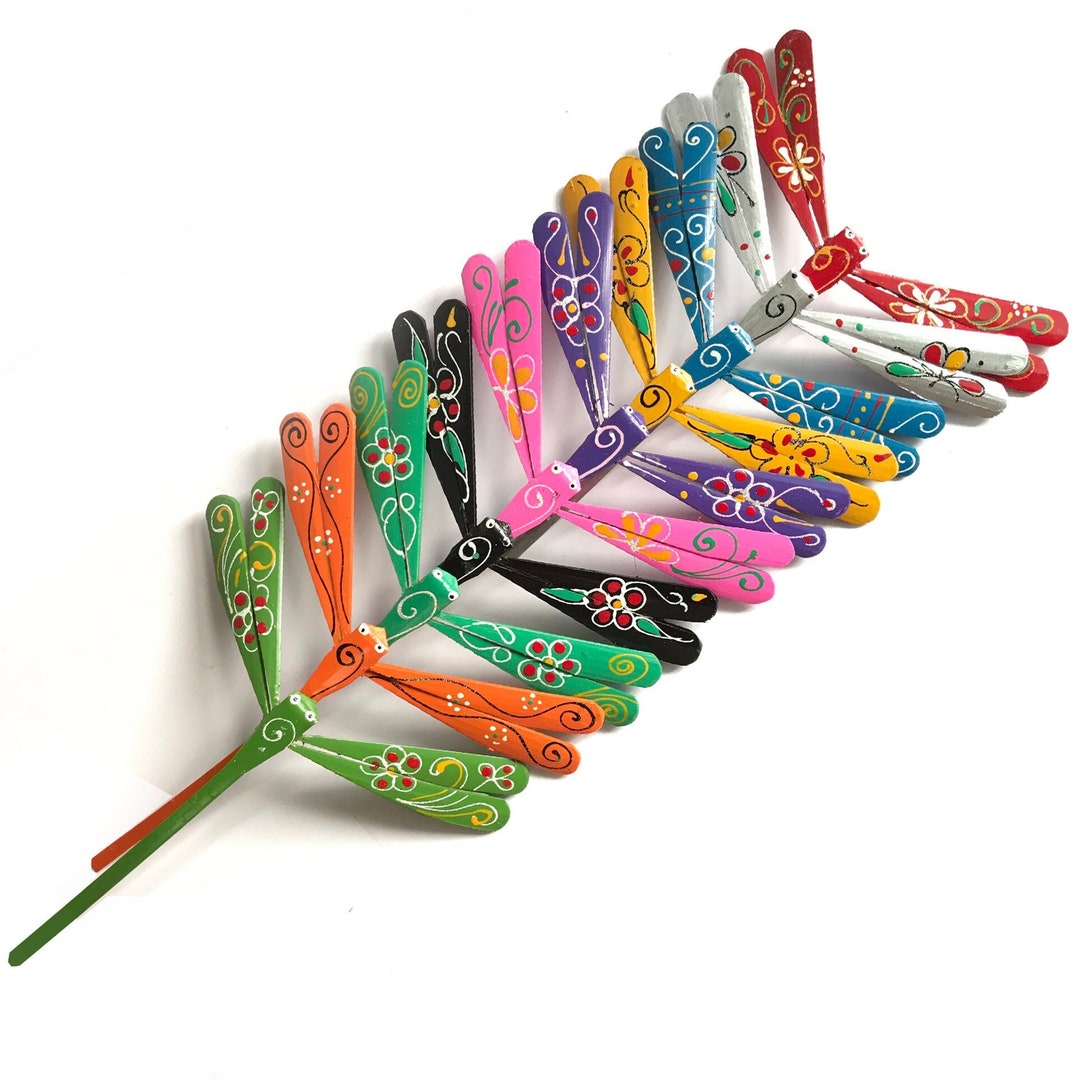 Balancing Bamboo Dragonfly Painted and Decorated BIG SIZE set 10 Pieces ...