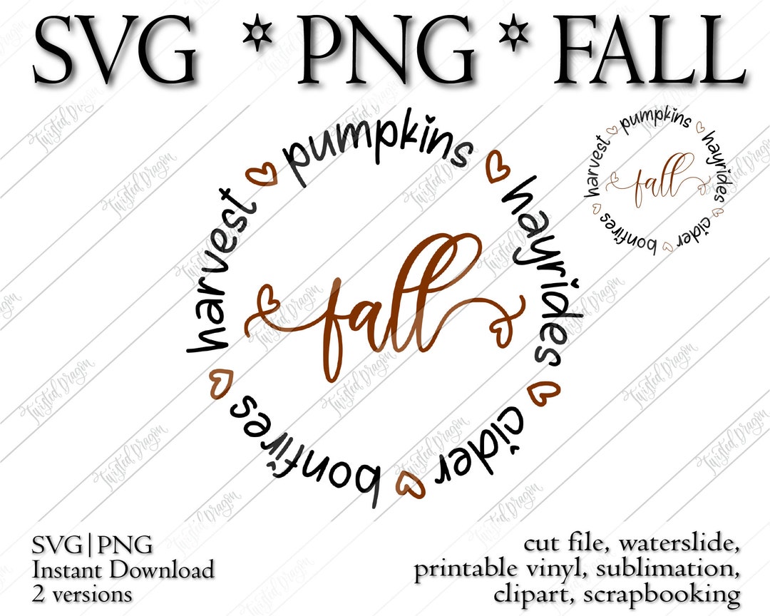 Fall Circle Digital Design, Cricut Design Space, Silhouette Studio, SVG ...