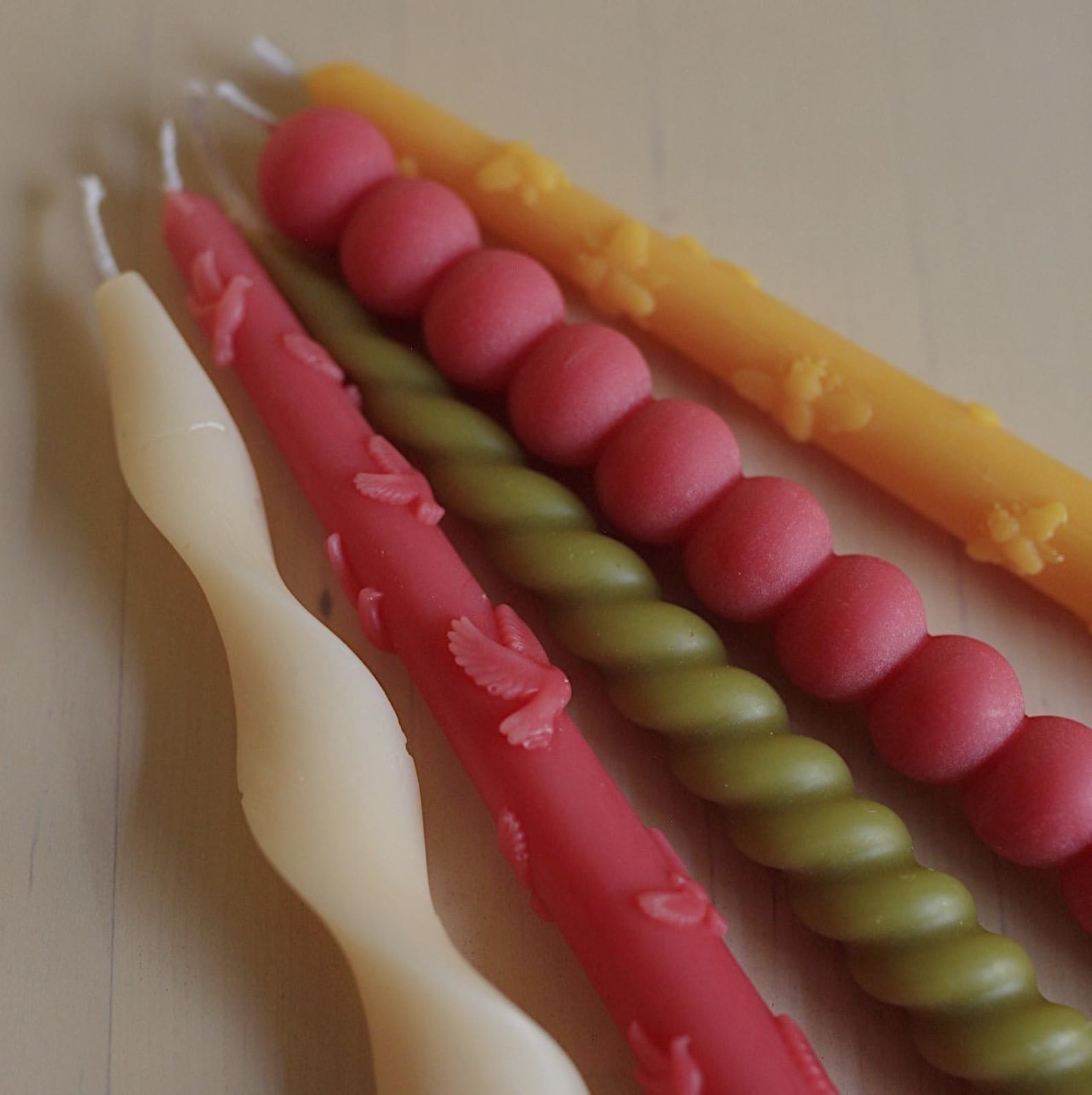Colored Taper Candles Set 5, Beeswax Candles Sticks, Tall Boho Candle ...