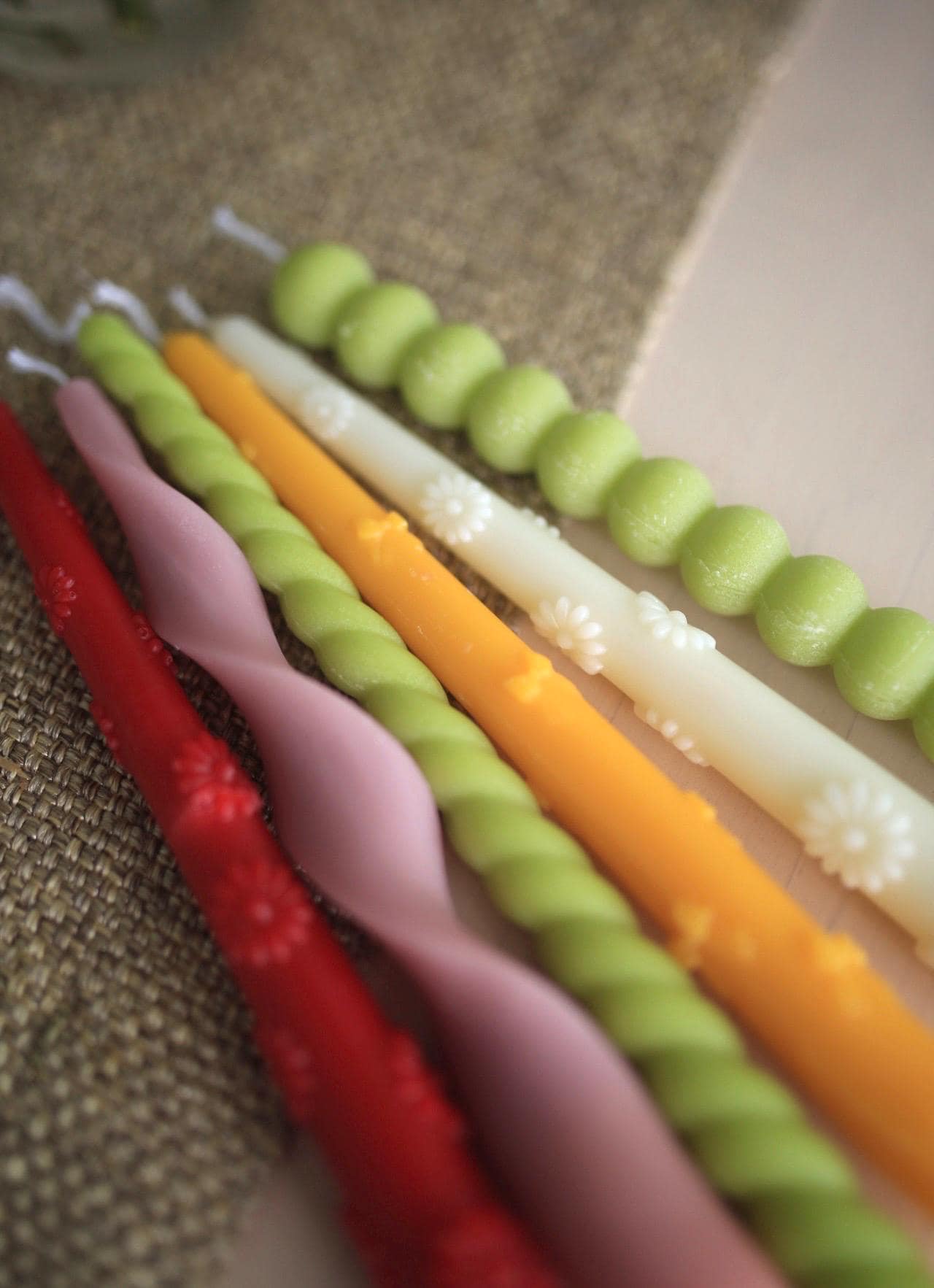 Colored Taper Candles Set 5, Beeswax Candles Sticks, Tall Boho Candle ...