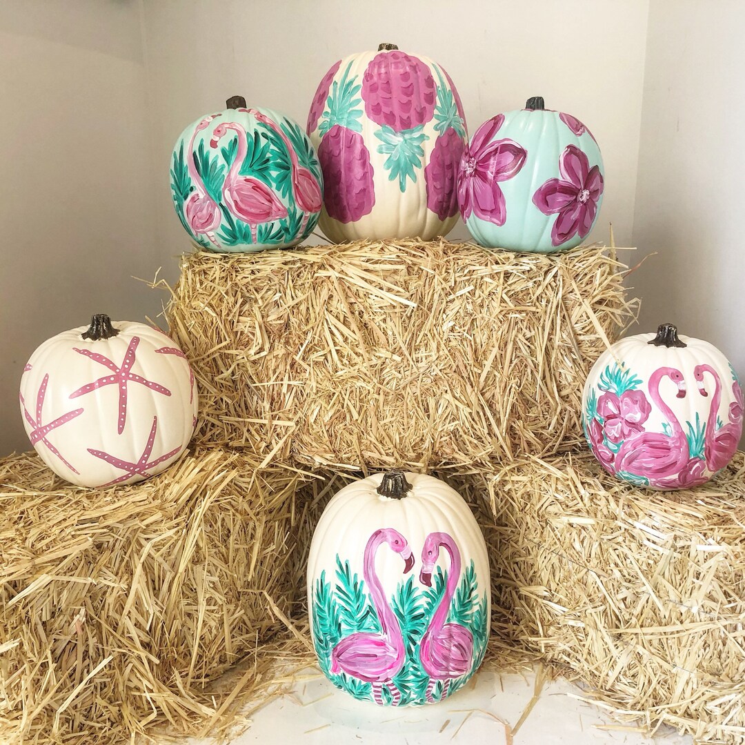 Hand Painted Coastal Pumpkins: Flamingo, Starfish, Pineapple - Etsy