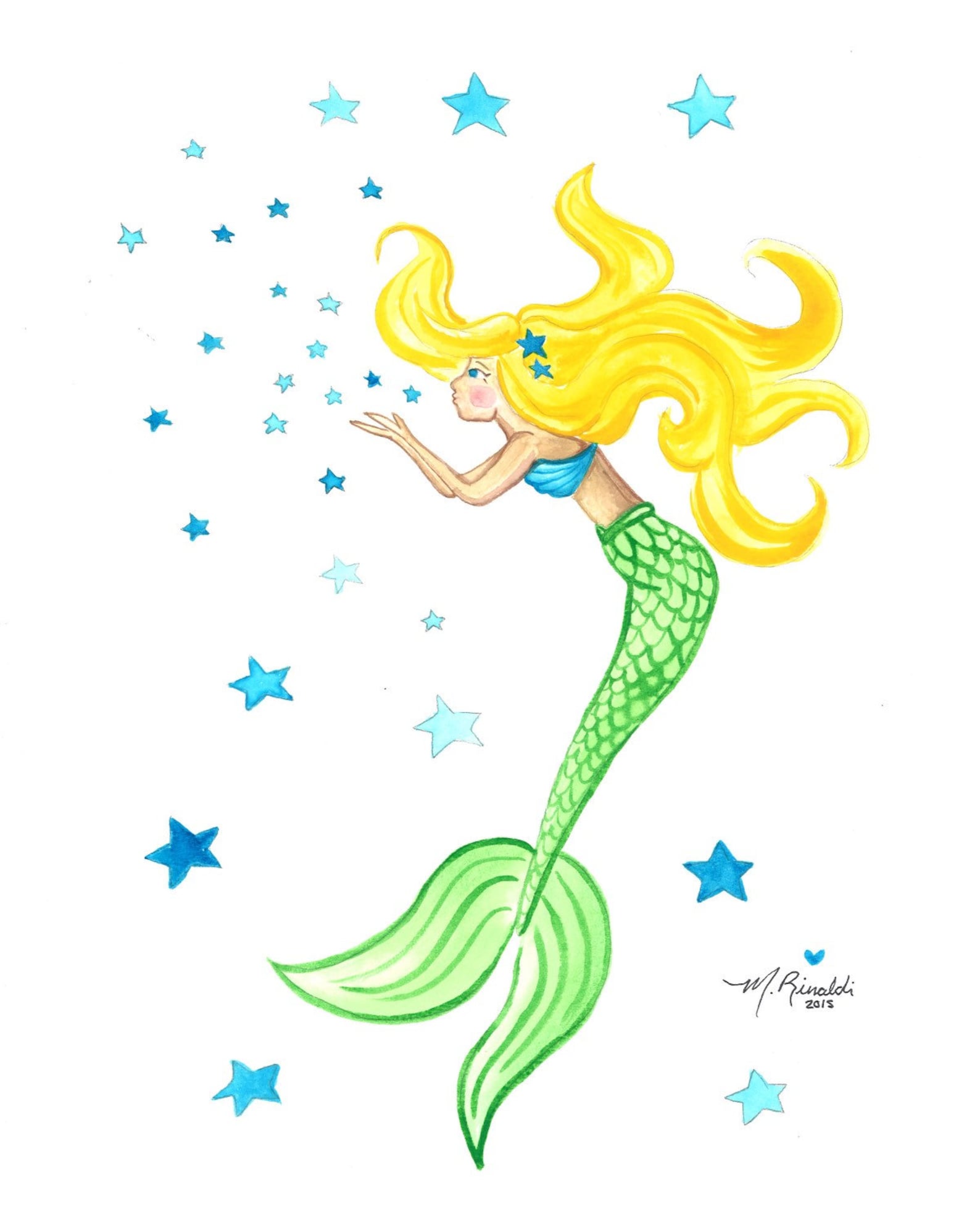 Mermaid and Starfish Fine Art Print 8x10 With Backing and White Boarder ...
