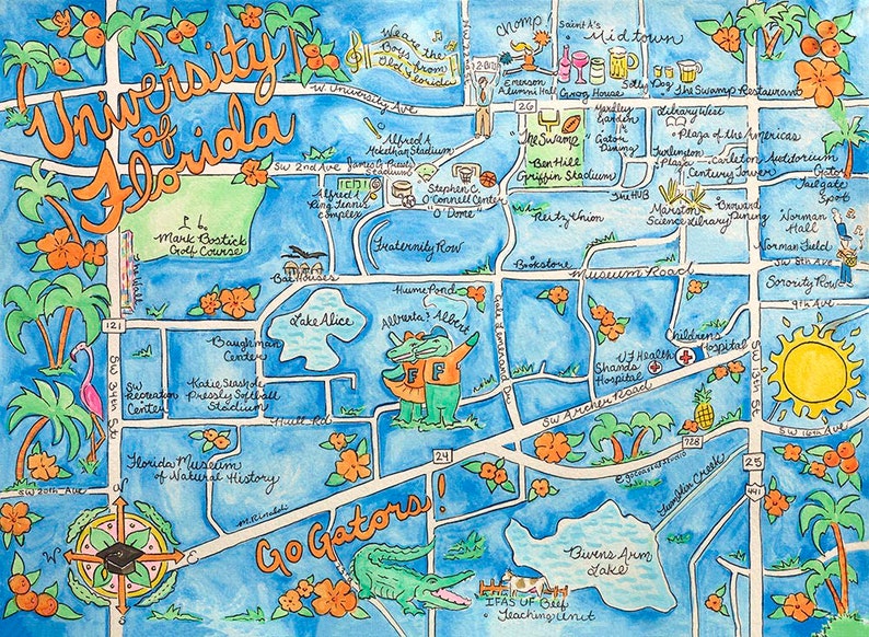University of Florida Map Blanket - Etsy