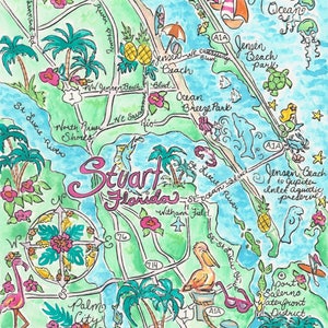 Watercolor Map of Stuart Printed on a Blanket - Etsy
