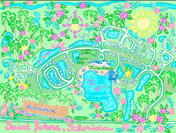 Beachwalk Illustrated Map - Etsy