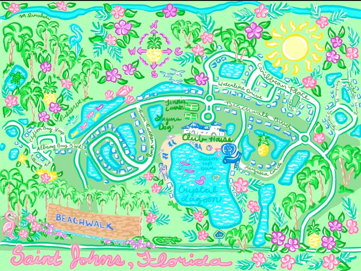 Beachwalk Illustrated Map - Etsy