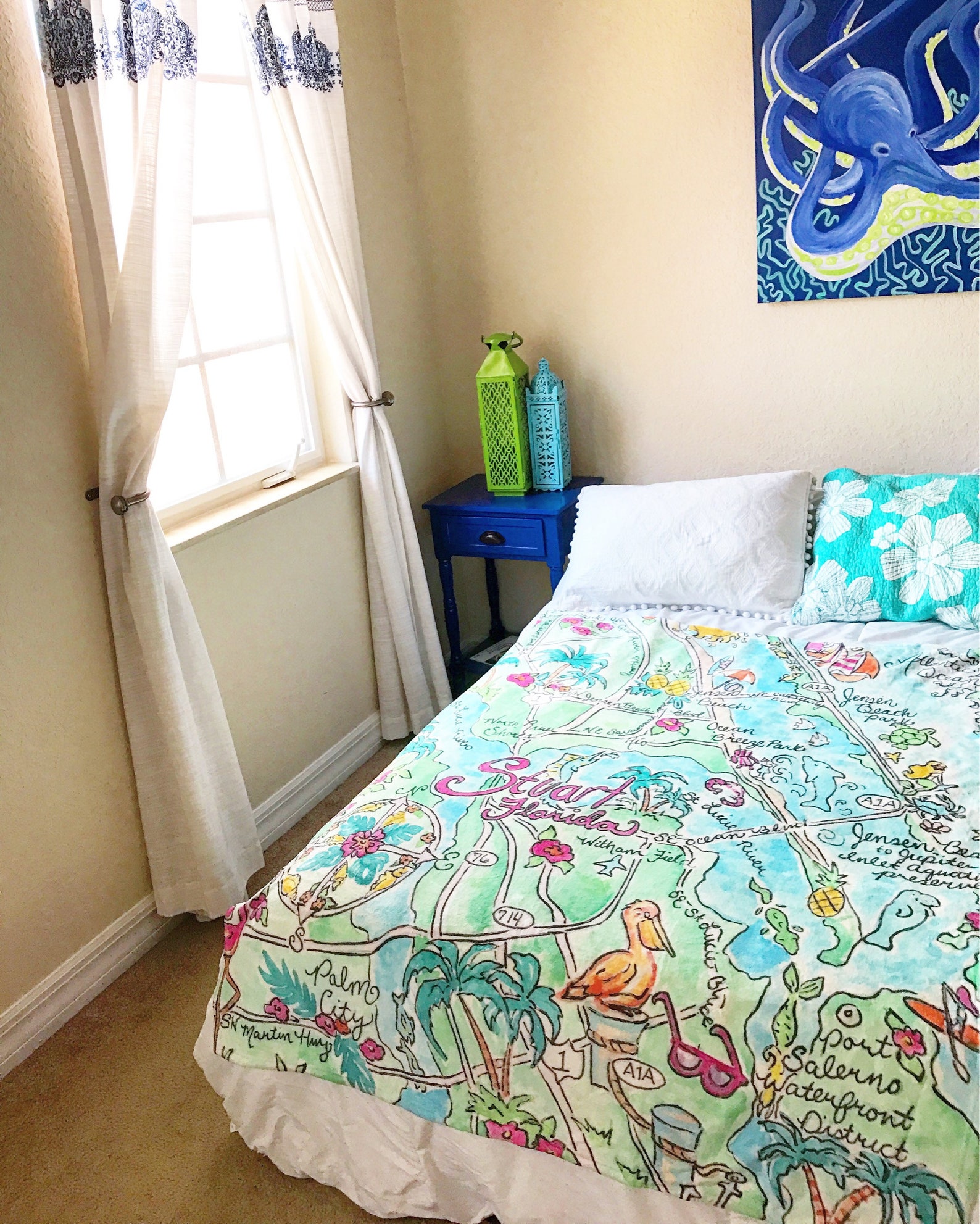 Watercolor Map of Stuart Printed on a Blanket - Etsy