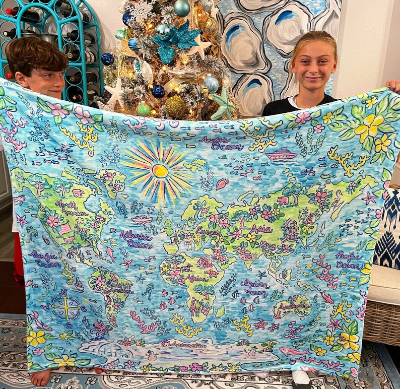 World Map Blanket - Etsy