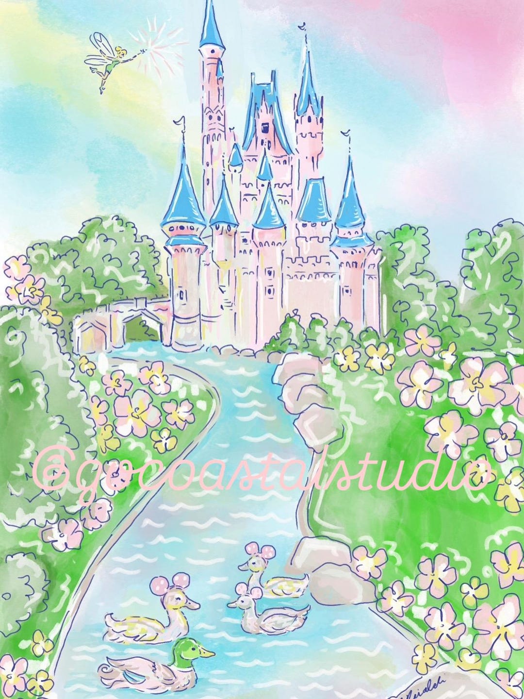 Disney Castle With Ducks - Etsy
