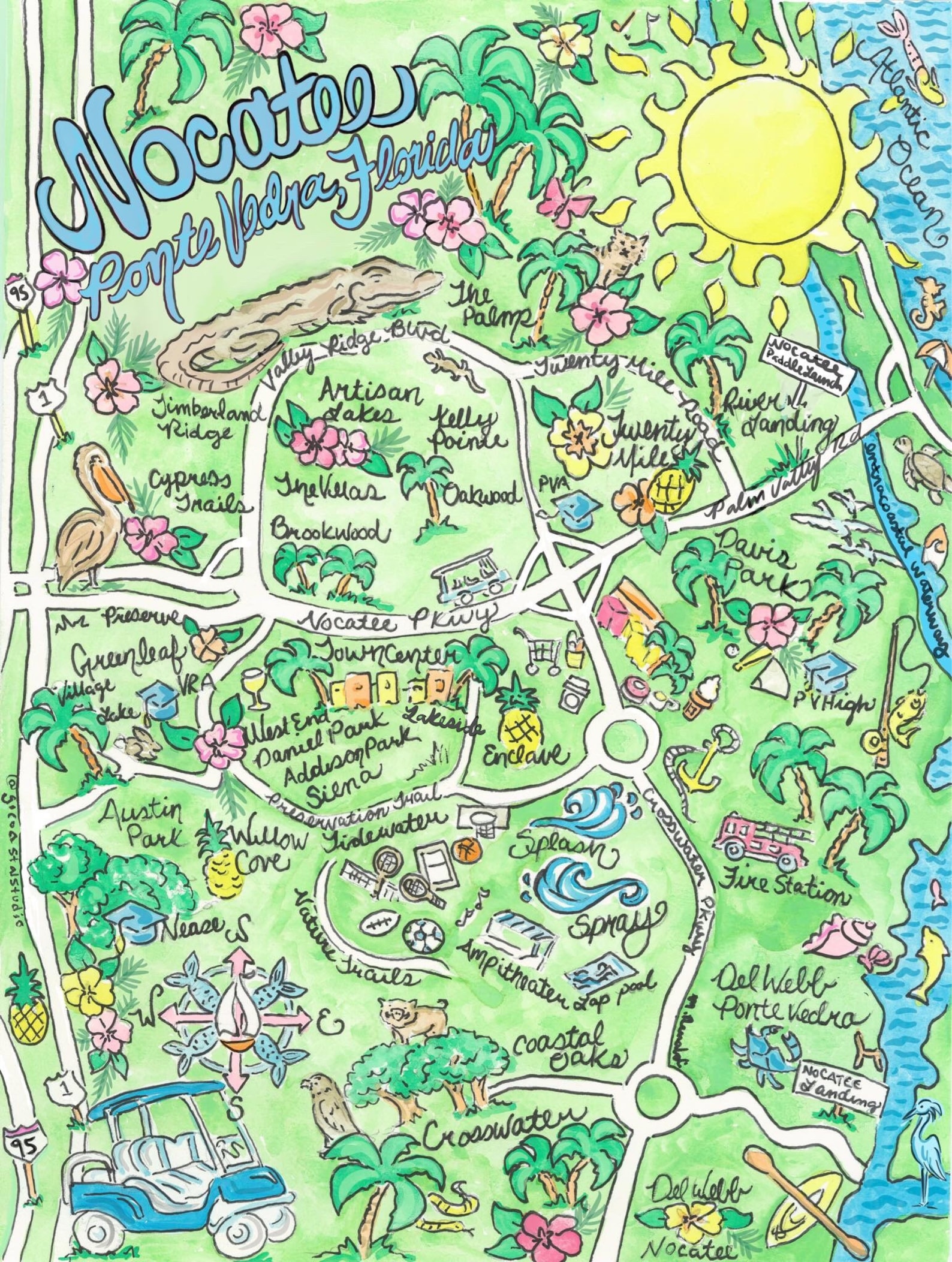 Nocatee Map Watercolor print | Etsy