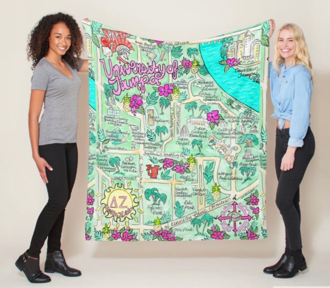 Delta Zeta University of Tampa Map Blanket - Etsy