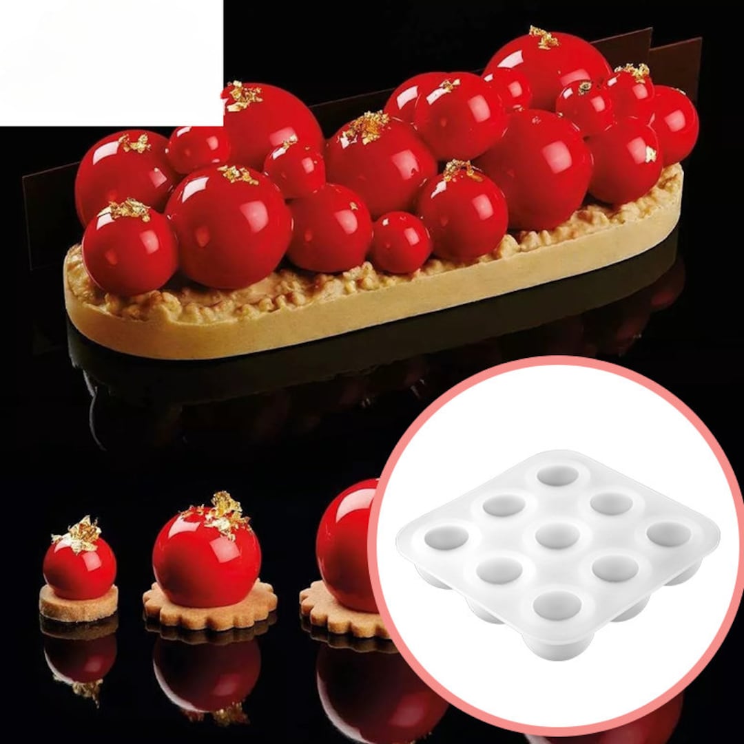 3D Round Ball Cylinder Mousse Mold Chocolate Mold Ice Tray FDA Silicone ...