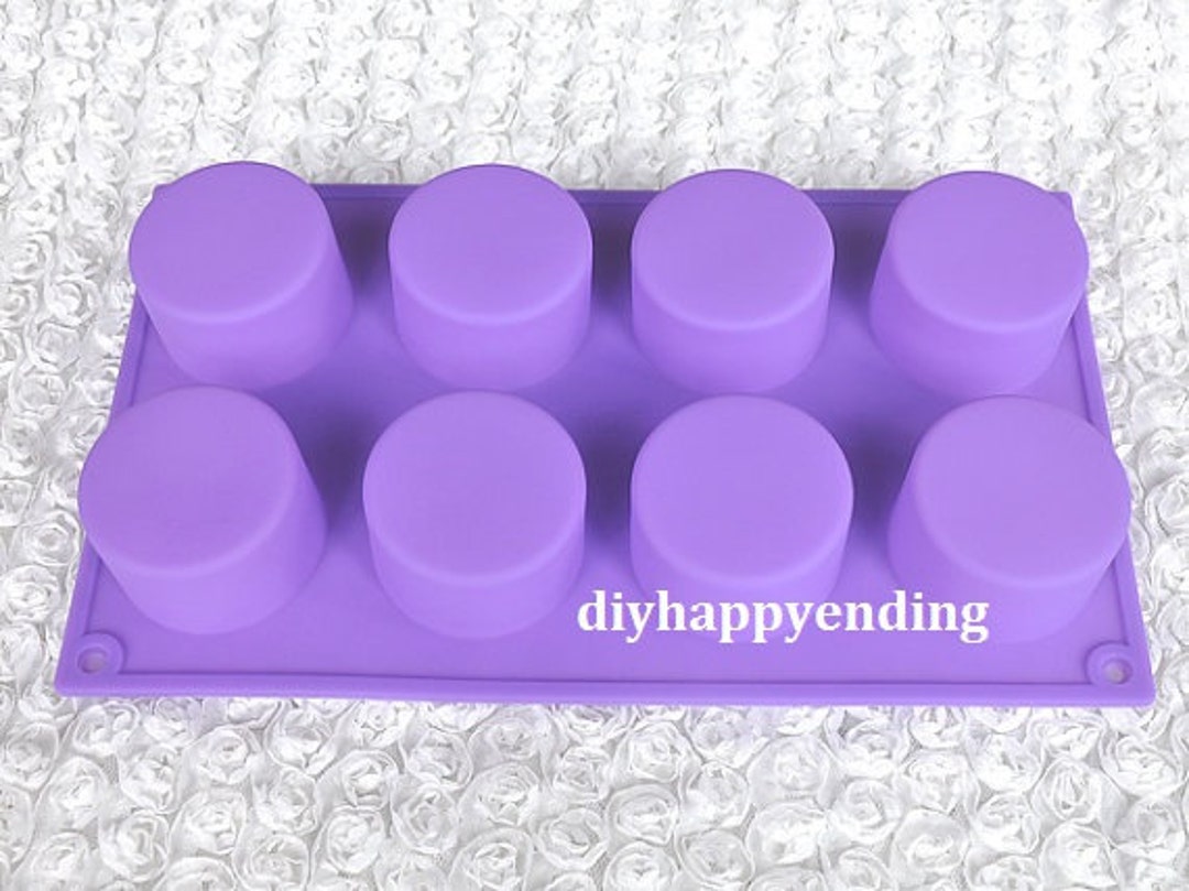8-cavity Round Cylinder DIY Cake Mold Flexible Silicone Soap Mold ...