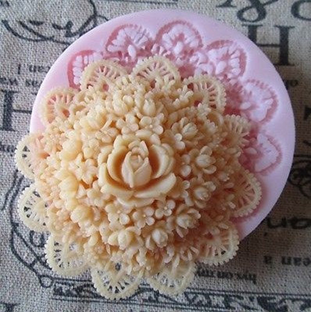 F0505 Round Flower Polymer Clay Mold Fondant Molds Chocolate Mold ...