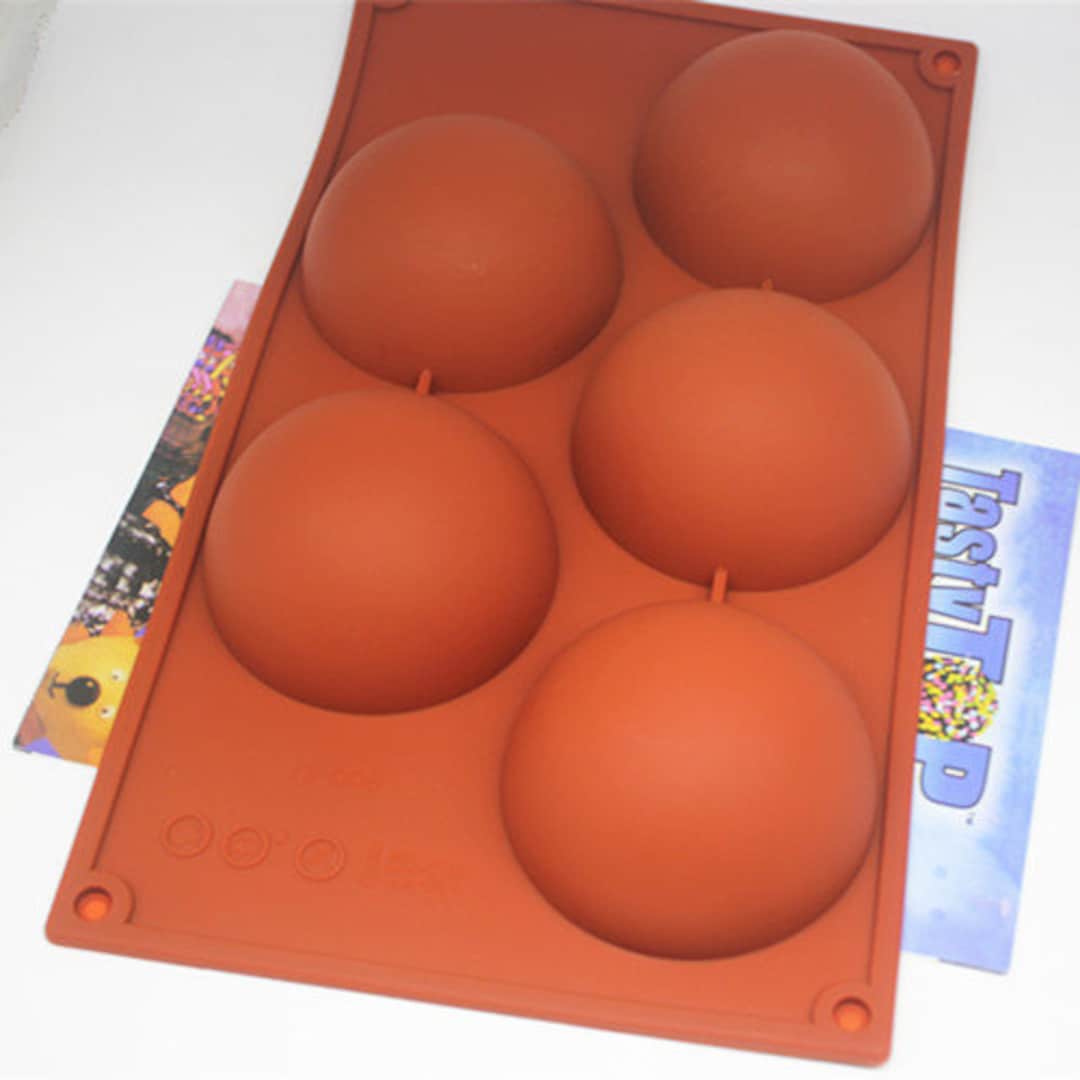 5-round Ball Cake Mold Flexible Silicone Sphere Mold Hot Chocolate Bombs for Biscuit Bakeware ...