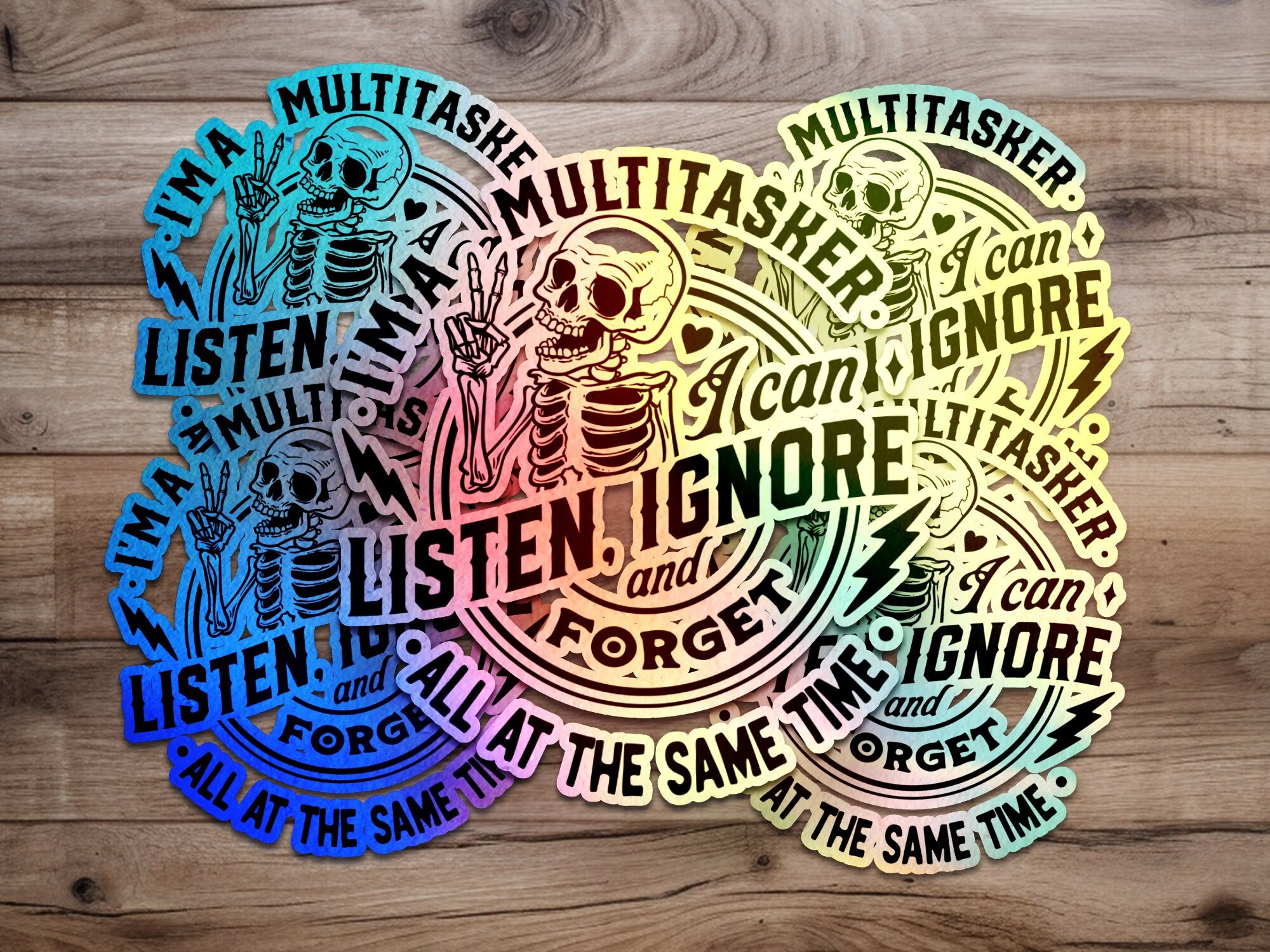 Funny Multitasking Skeleton Sticker, I'm A Multitasker Humorous Decal ...
